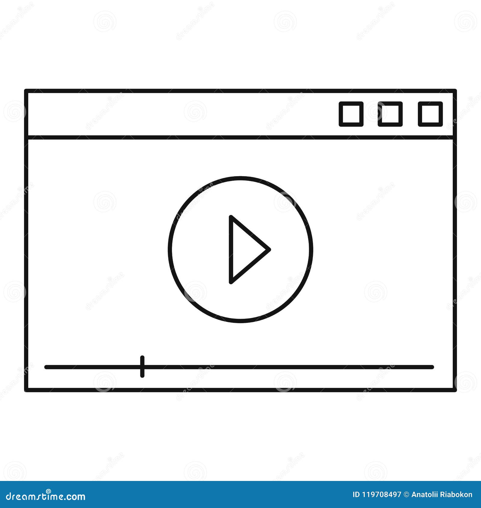 Video Play Icon, Outline Style Stock Vector - Illustration of pause ...