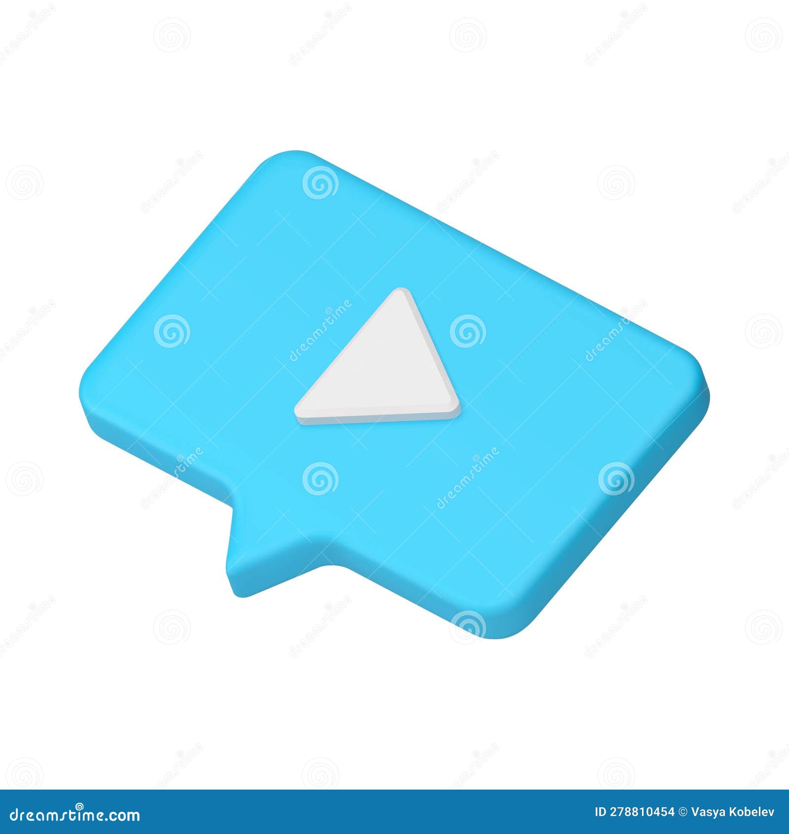 Video Play Notification Blue Button Speech Bubble Live Broadcasting 3d ...