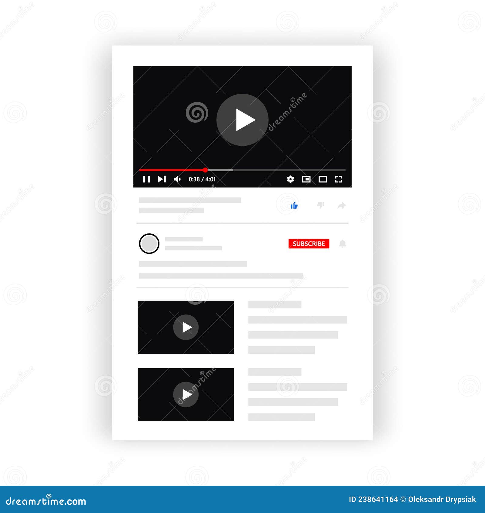 Video Player Application Mockup Template. Popular Video Player Elements ...