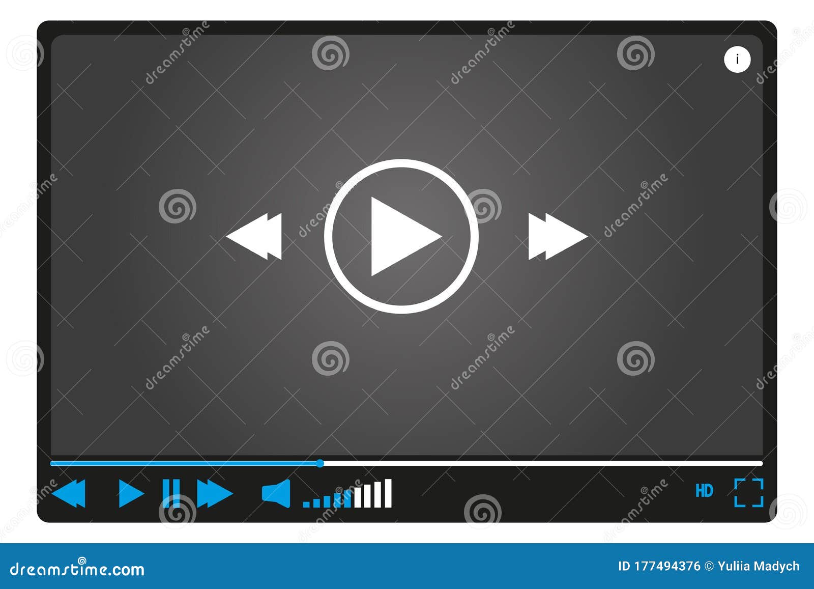 Video Player. Black Flat Style, Template for Web Design. Minimal ...
