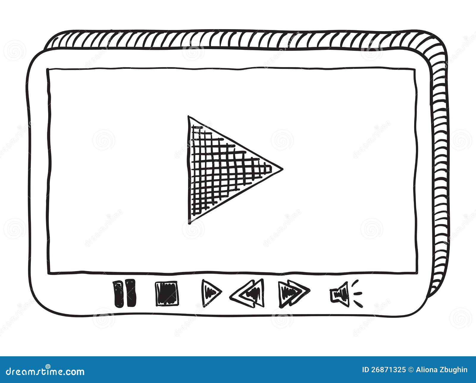 Video player doodle stock vector. Illustration of drawing - 26871325