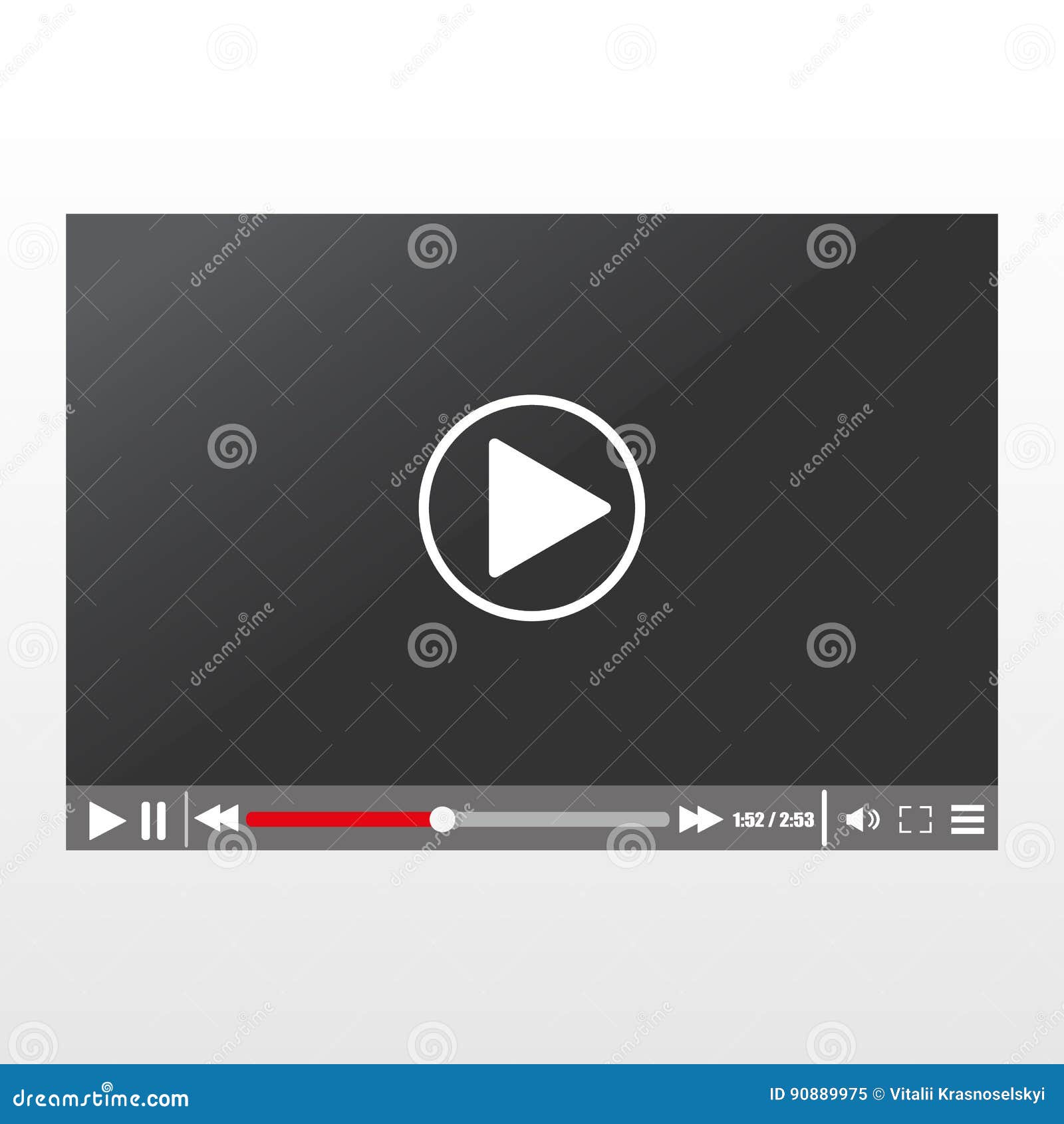 Video Player on a Flat Style, Grey Background Stock Vector ...