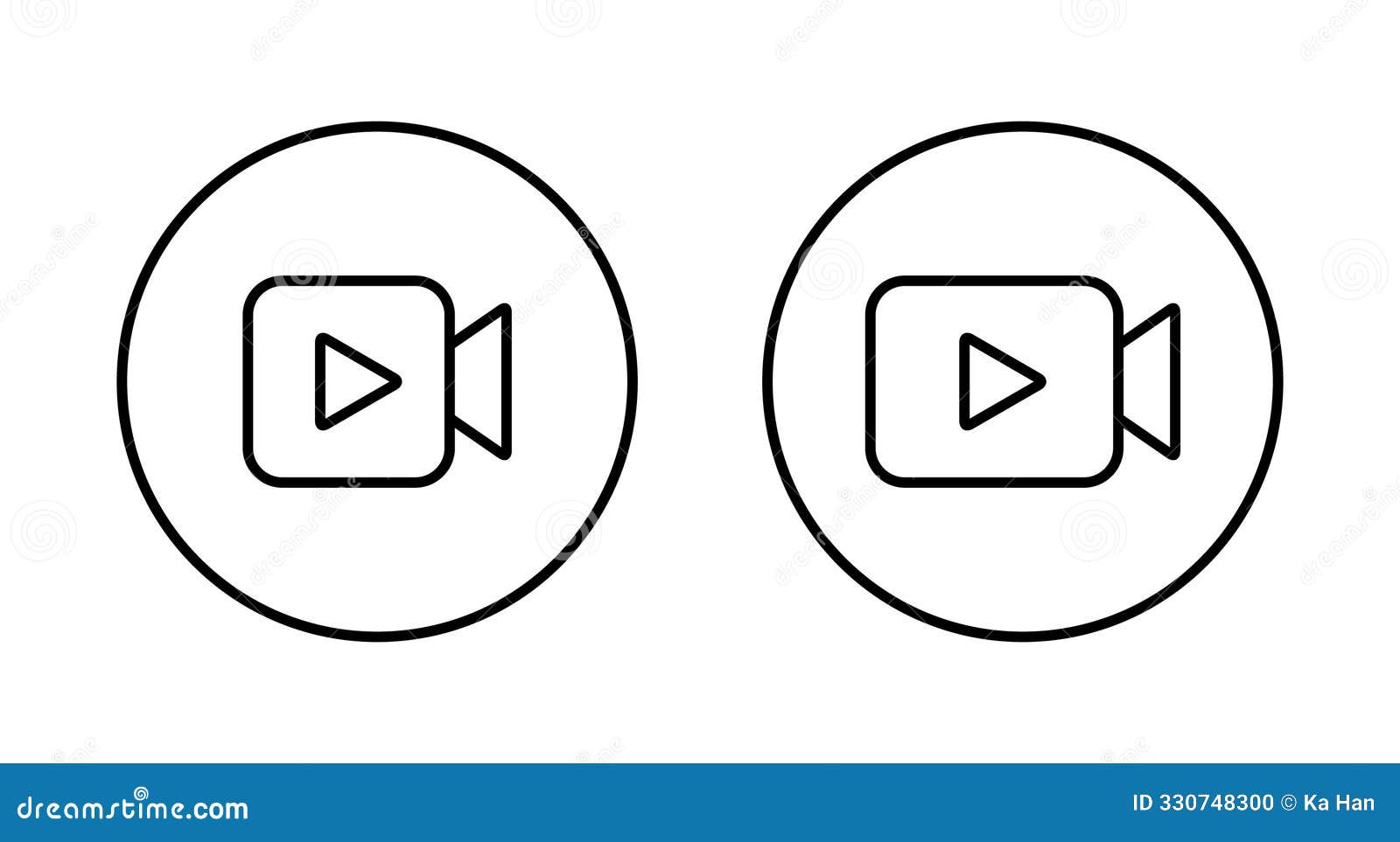 Video Player Icon on Circle Line. Camera with Play Button Stock Vector ...