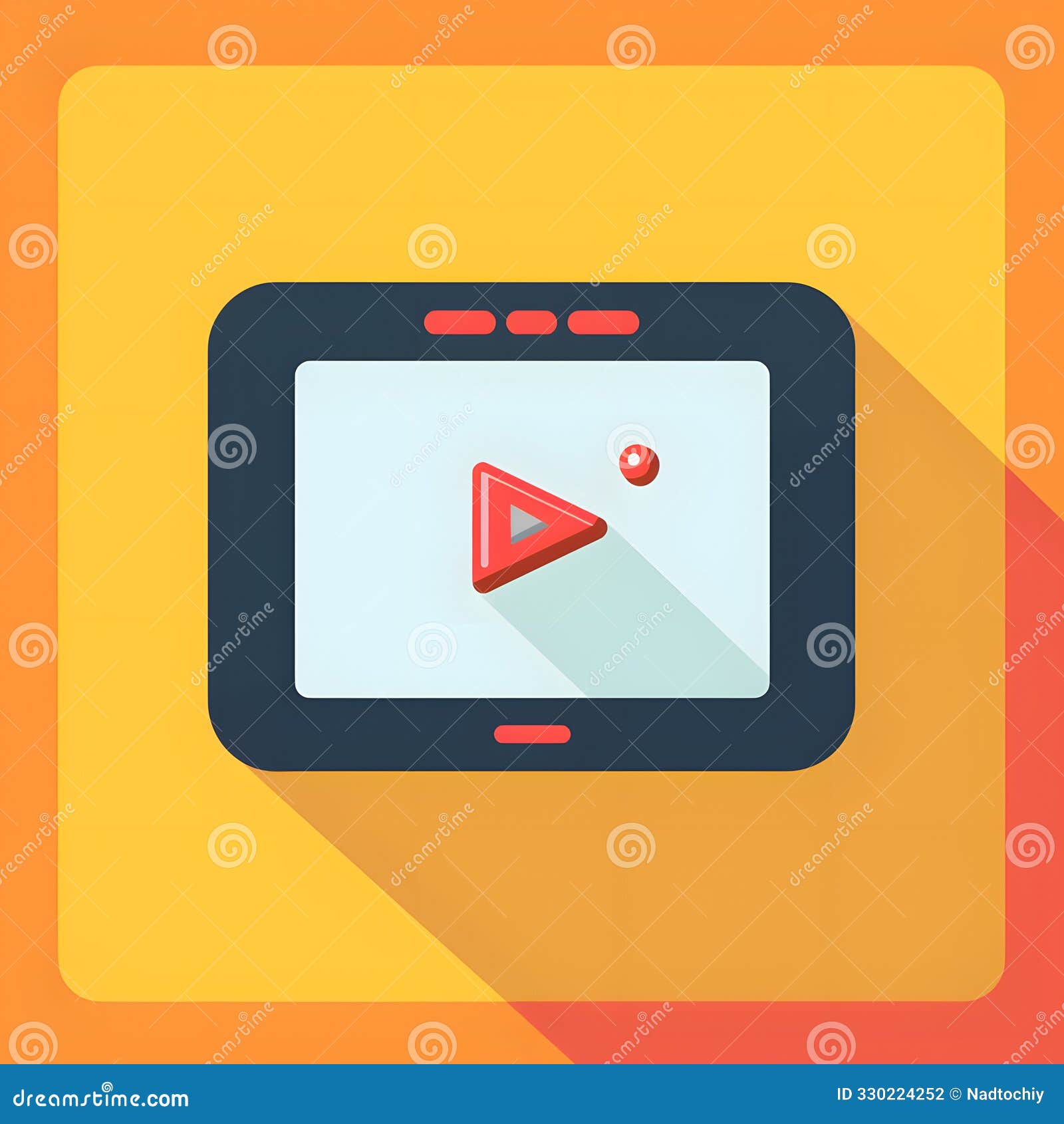 Video Player Icon with Play Button and Background, Flat Style Stock ...
