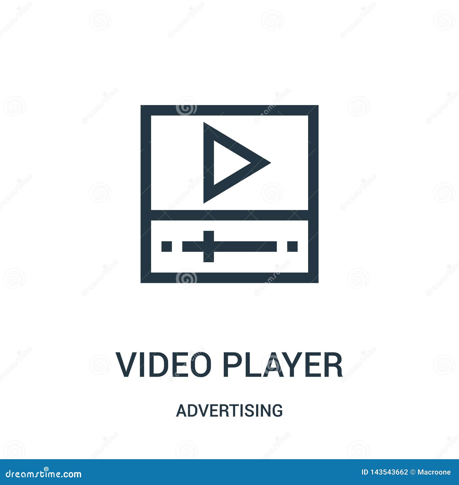 Video Player Icon Vector from Advertising Collection. Thin Line Video ...