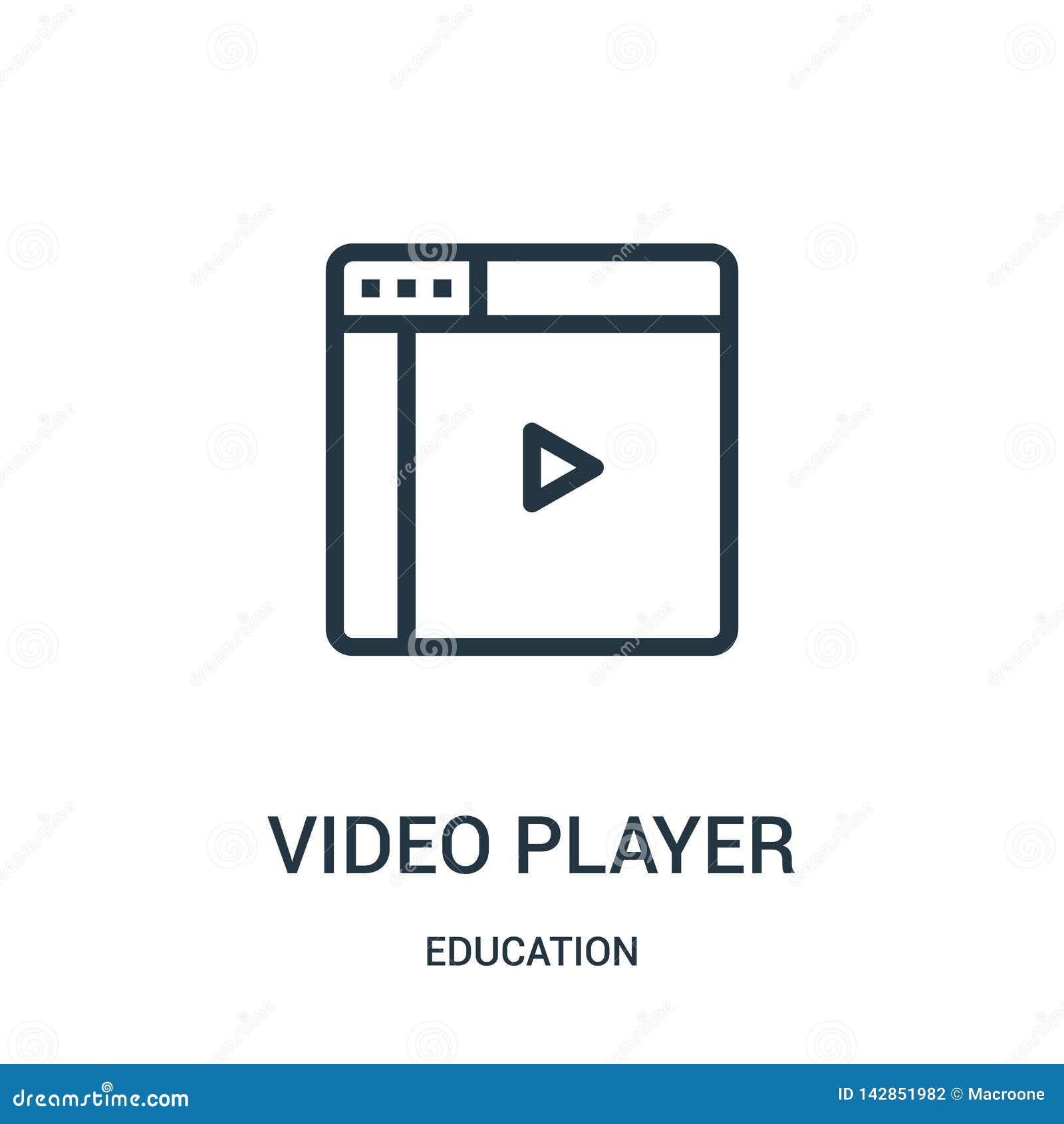 Video Player Icon Vector from Education Collection. Thin Line Video ...