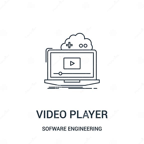 Video Player Icon Vector from Sofware Engineering Video Gaming Collection. Thin Line Video ...