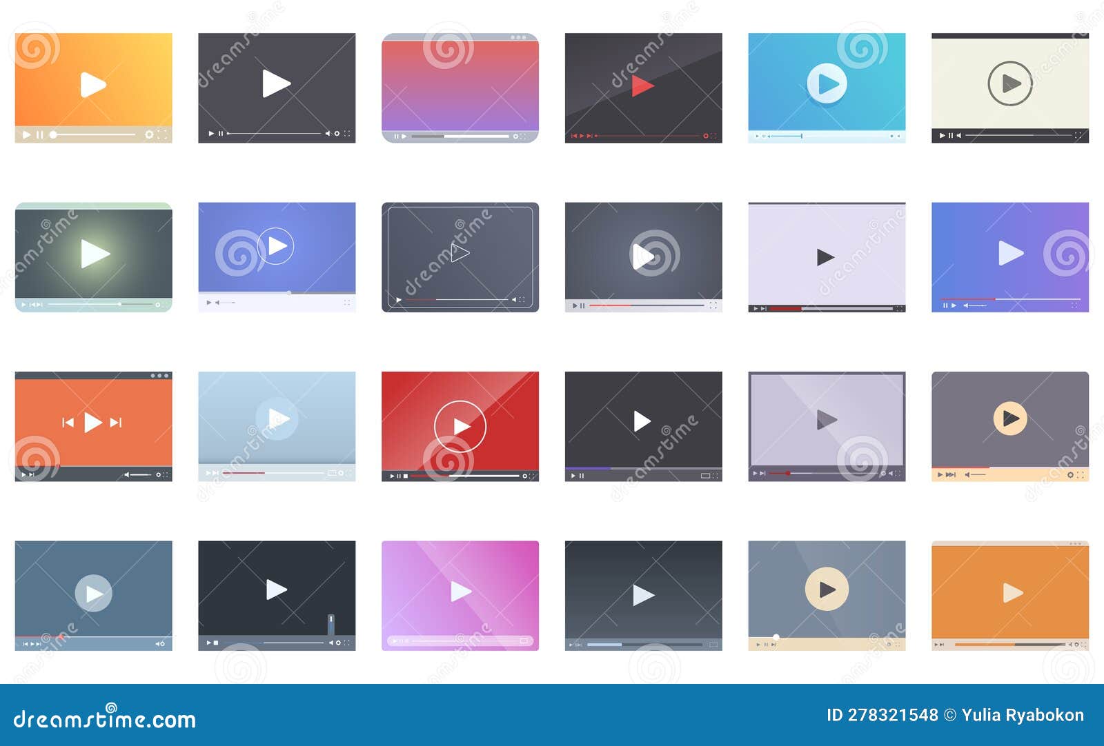 Video Player Icons Set Cartoon . Play Interface Stock Illustration ... Video Player Icons Set Cartoon . Play Interface Stock Illustration ...