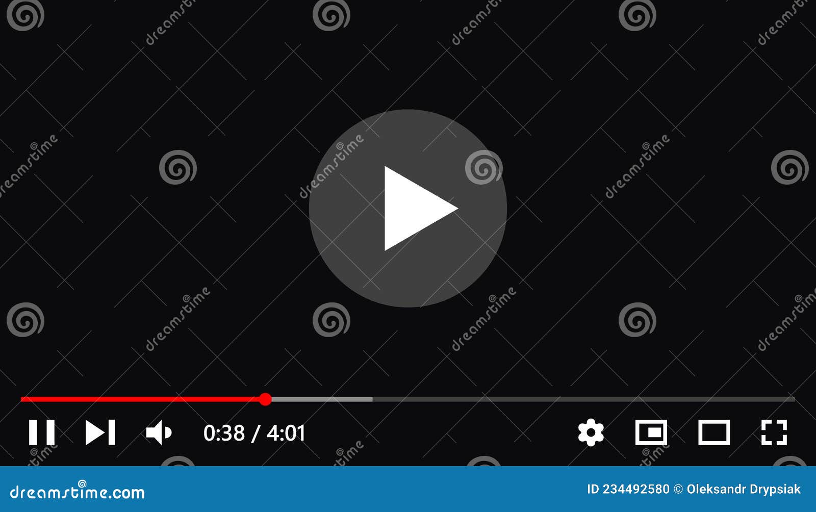 Video Player Interface Design Template. Full Frame Video Player ...