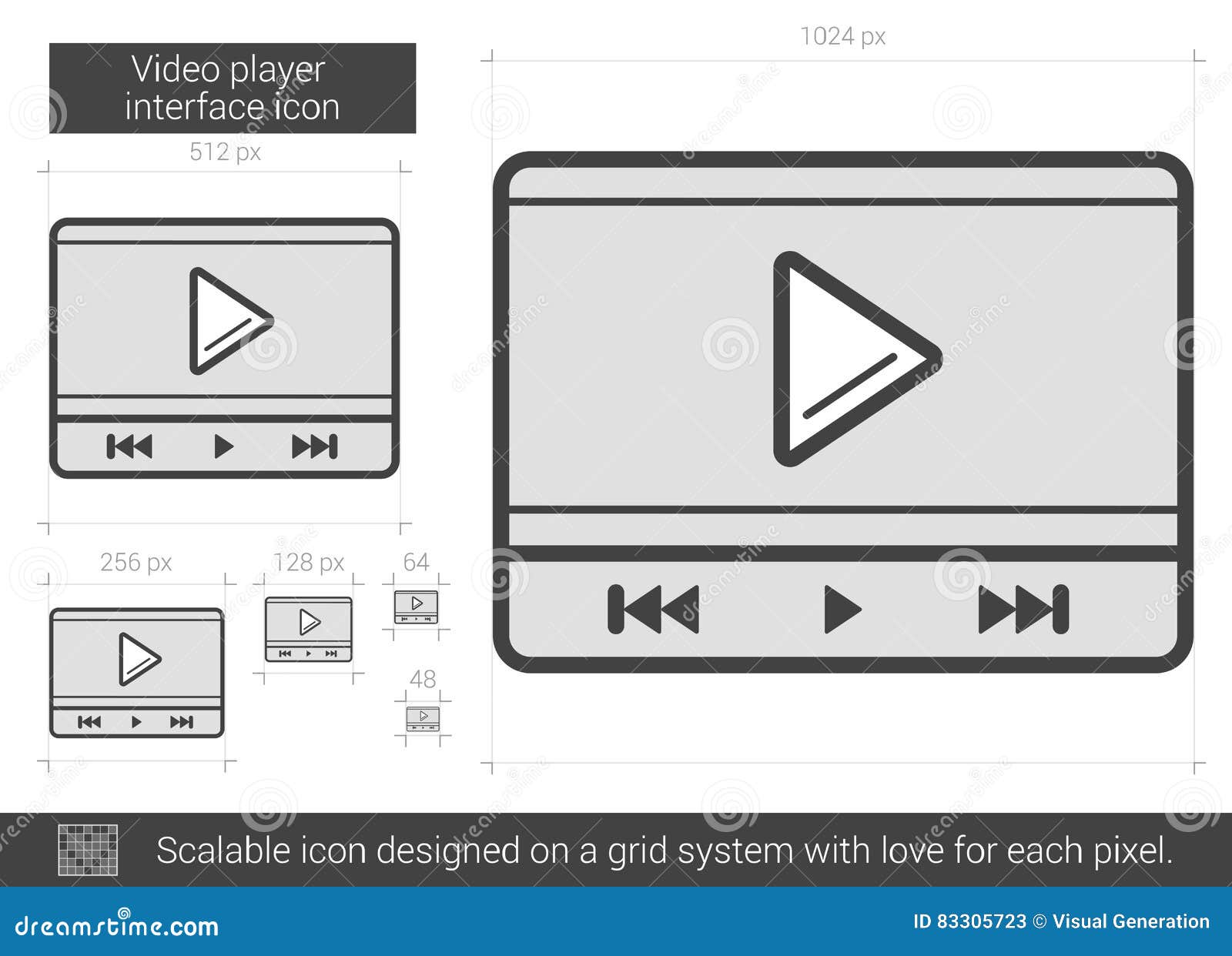 Video Player Interface Line Icon. Stock Vector - Illustration of modern ...