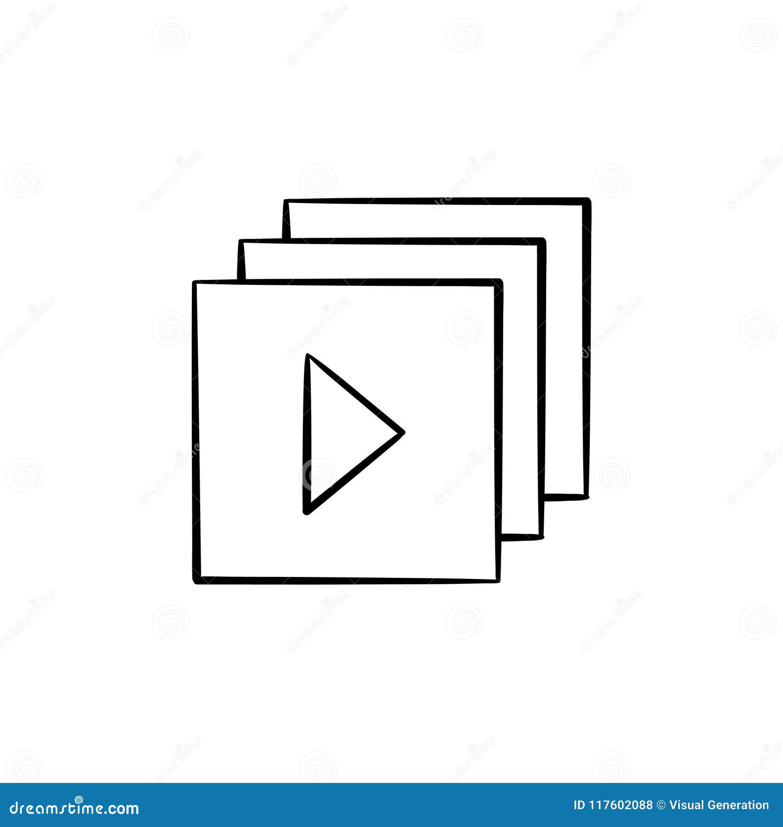 Video Player Interface with Play Button Hand Drawn Outline Doodle Icon ...