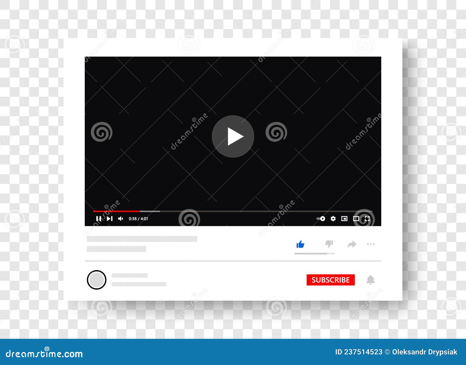 Video Player Interface with Subscribe Elements. Video Full Frame ...