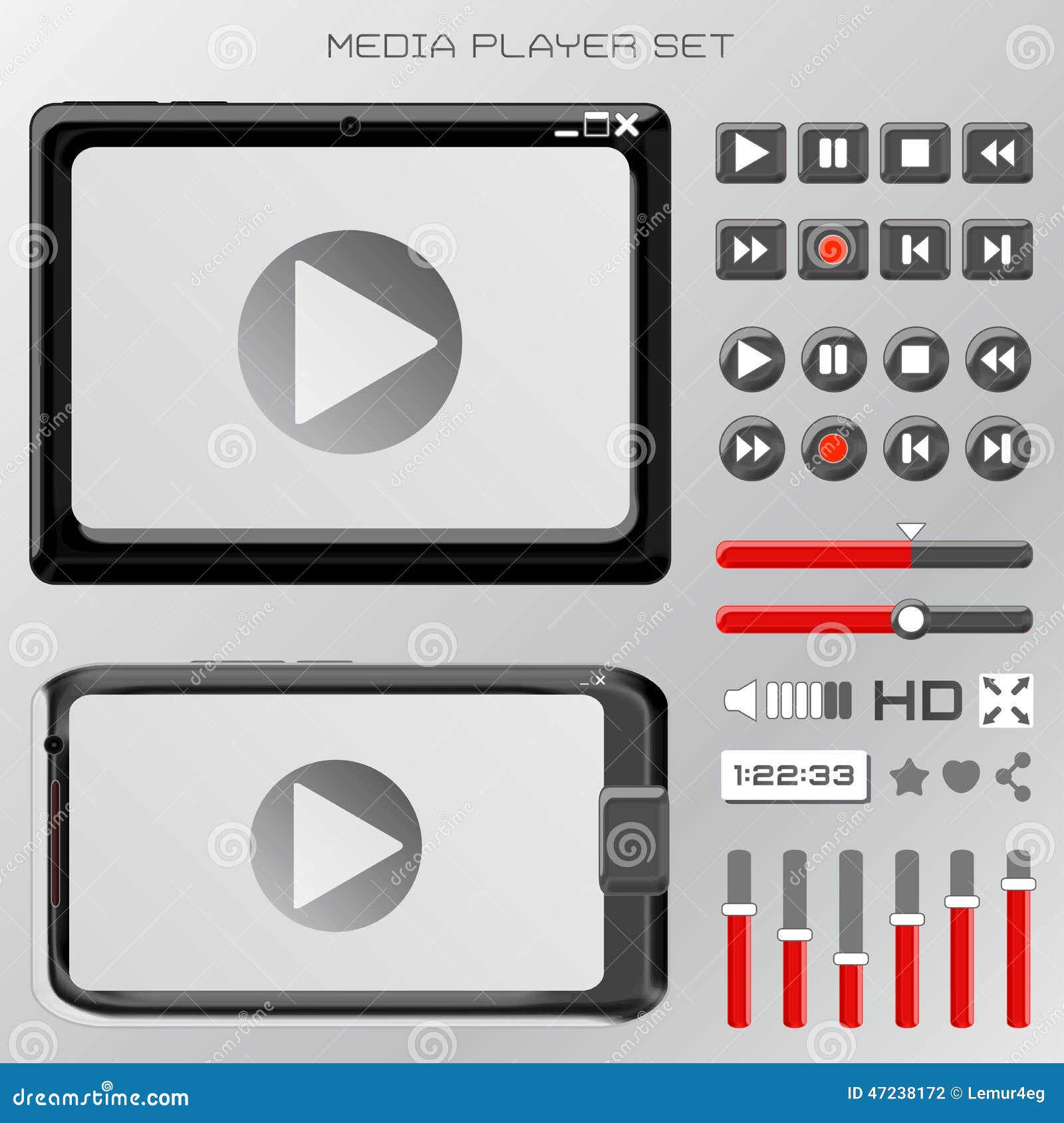 Video player interface stock vector. Illustration of display - 47238172
