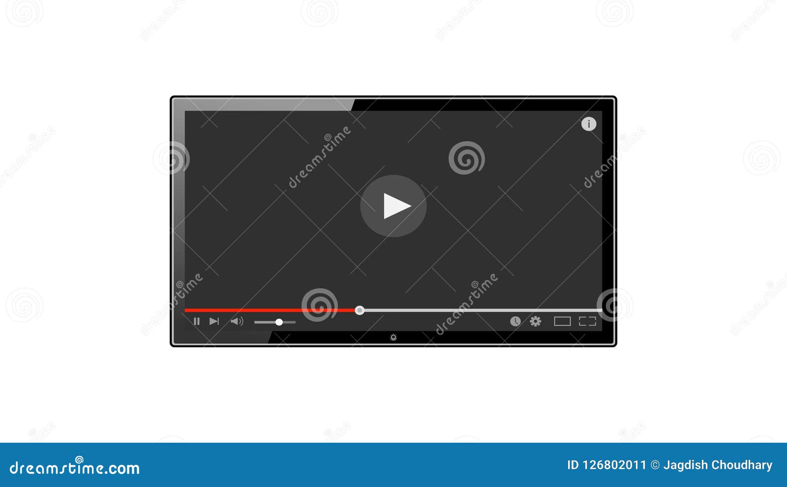 Video Player on an Isolated Television Screen with Play Button Stock ...