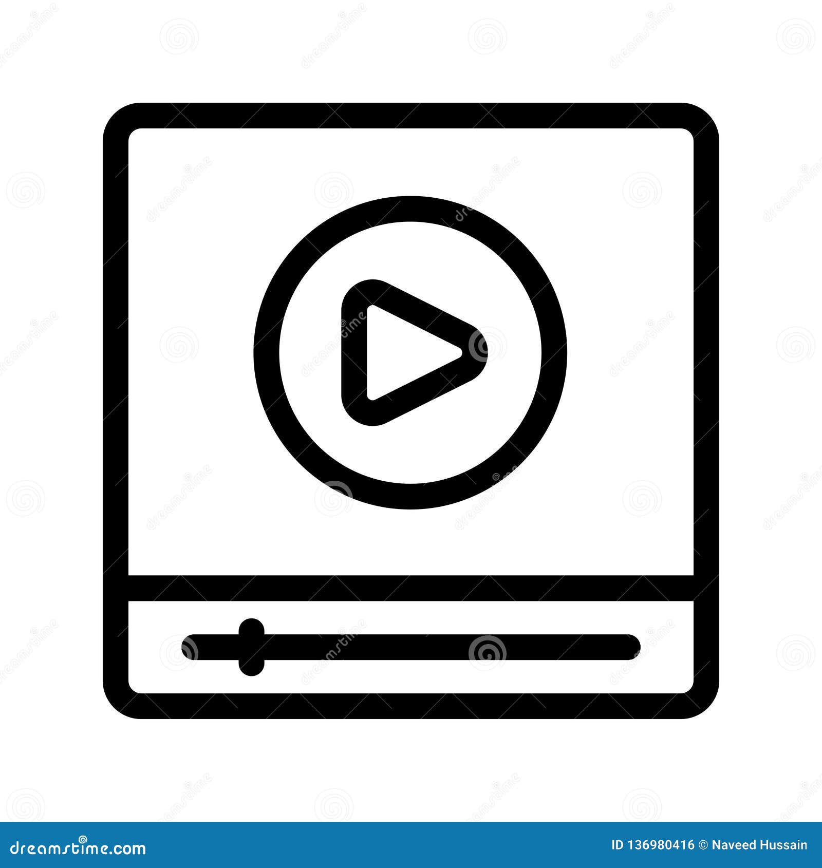 Video Player Line Vector Icon Stock Vector - Illustration of sign ...