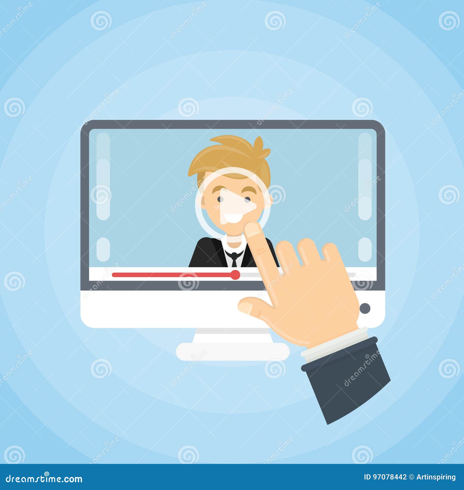 Video player pause. stock vector. Illustration of hand - 97078442