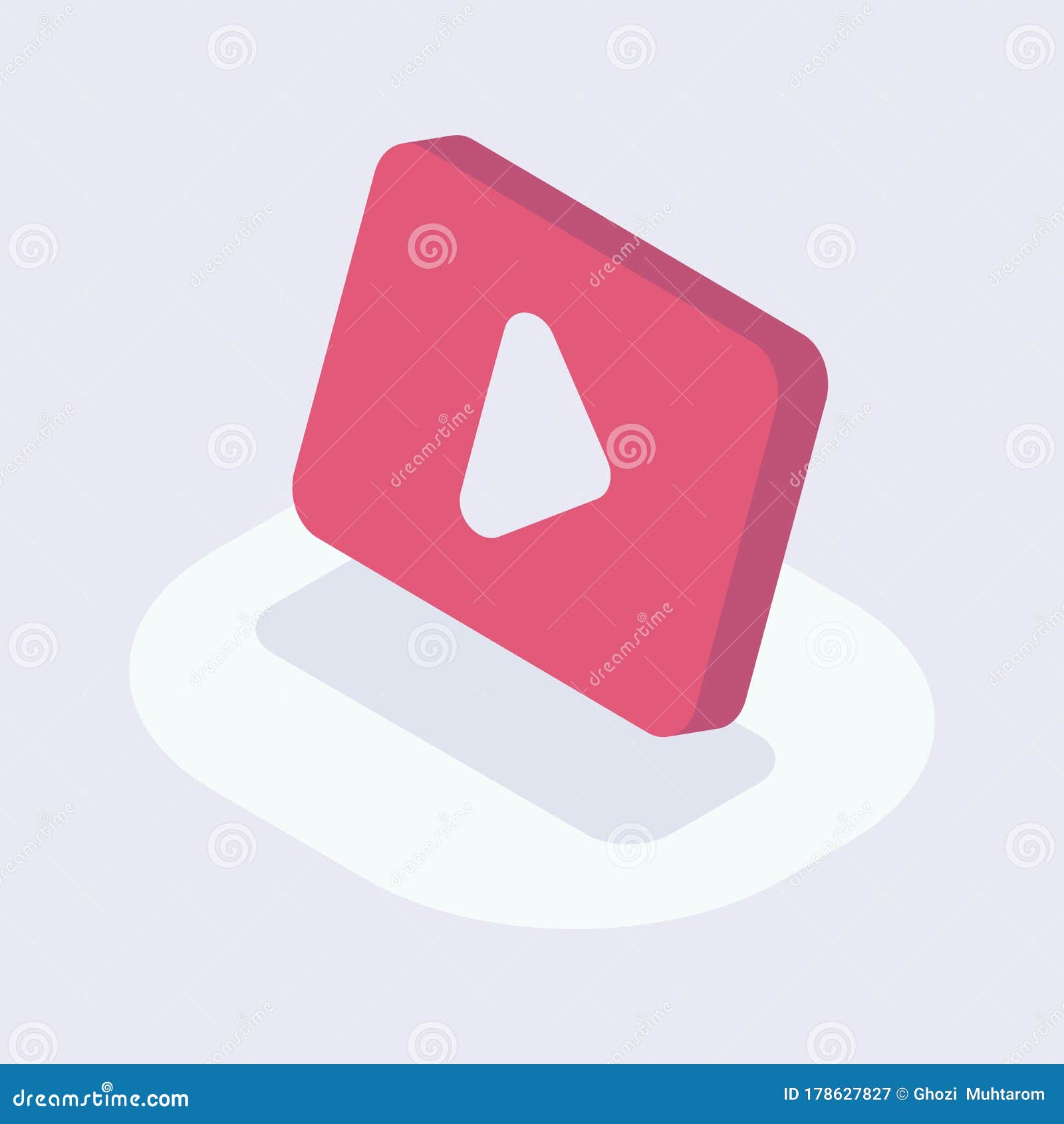 Video Player Rectangle Isometric Icon with Modern Flat Style Color ...