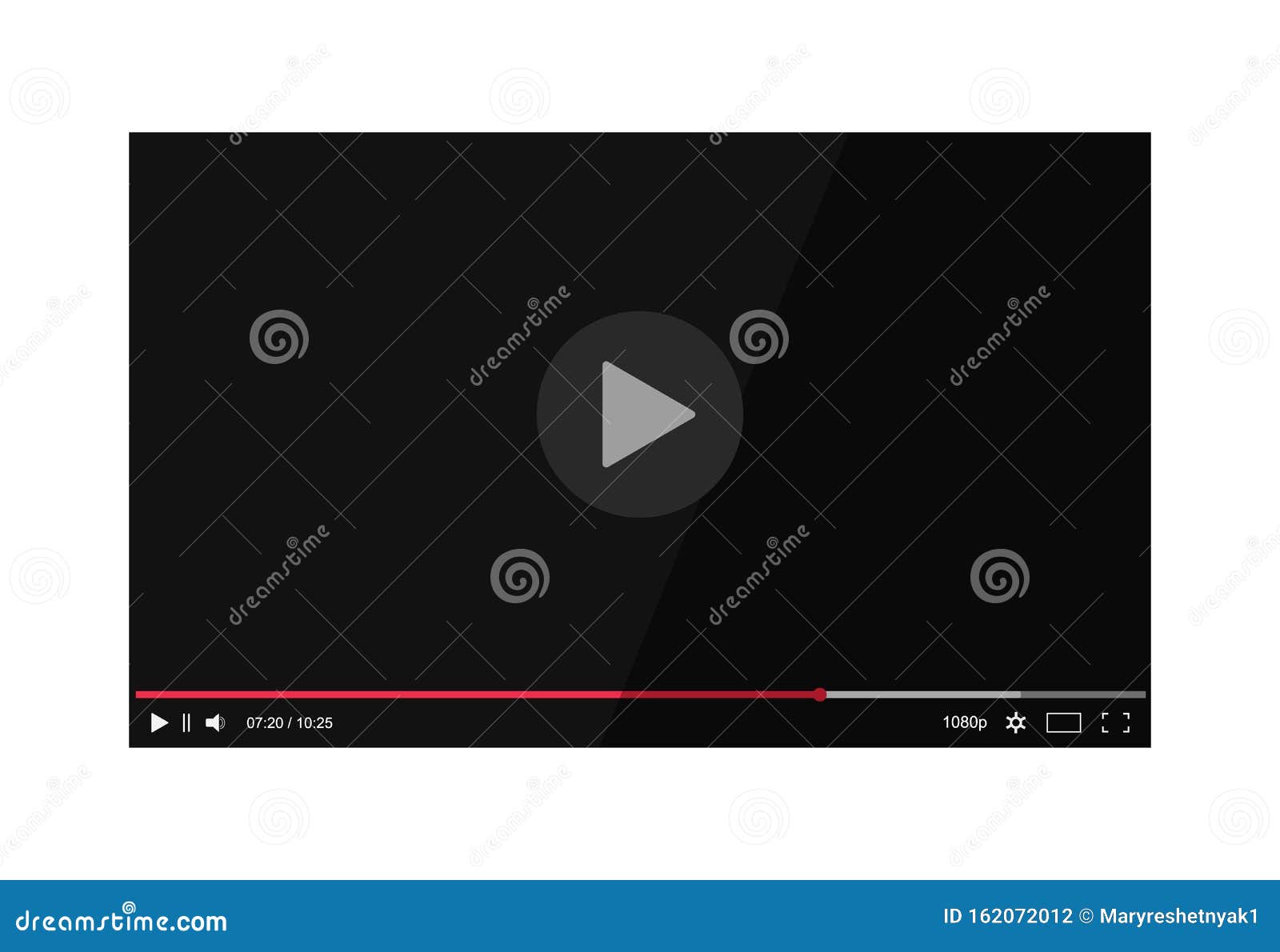 Video Player Screen with Bar in Mockup Style. Multimedia Interface with ...