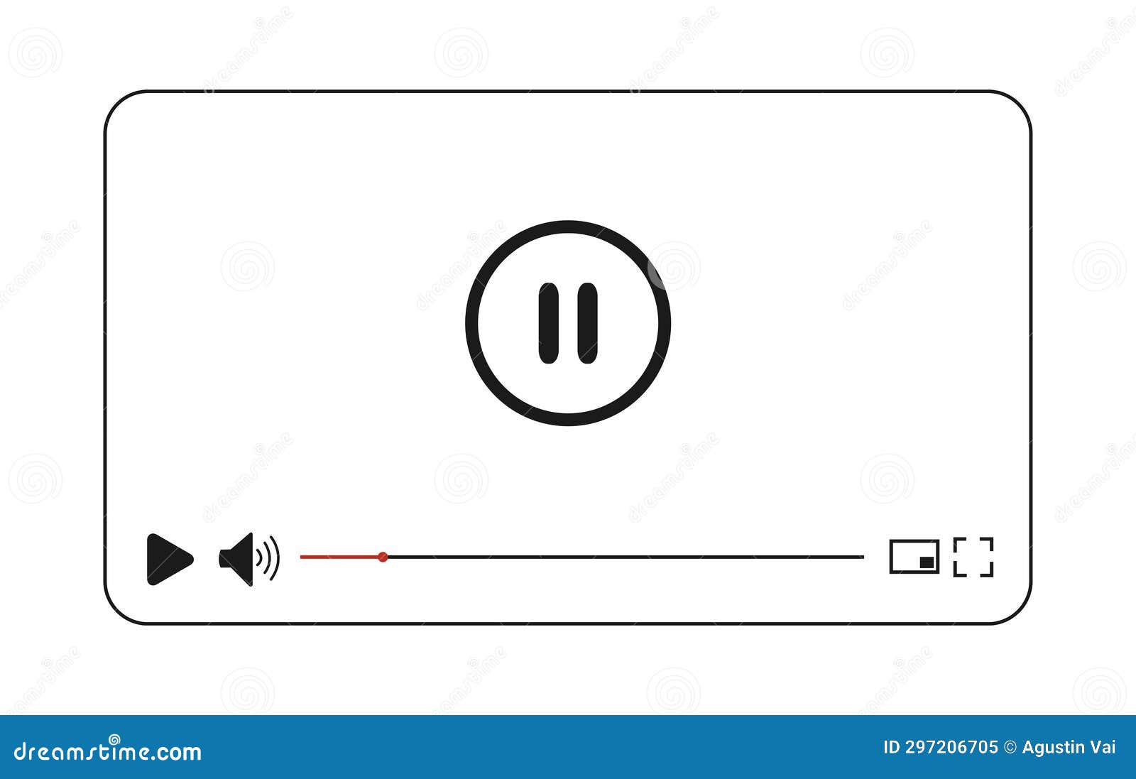 Video Player Screen with the Pause Symbol on a White Background Stock ...