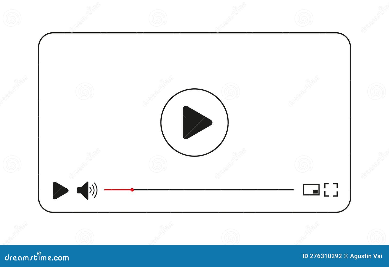 A Video Player Screen with the Play Symbol on a White Background Stock ...