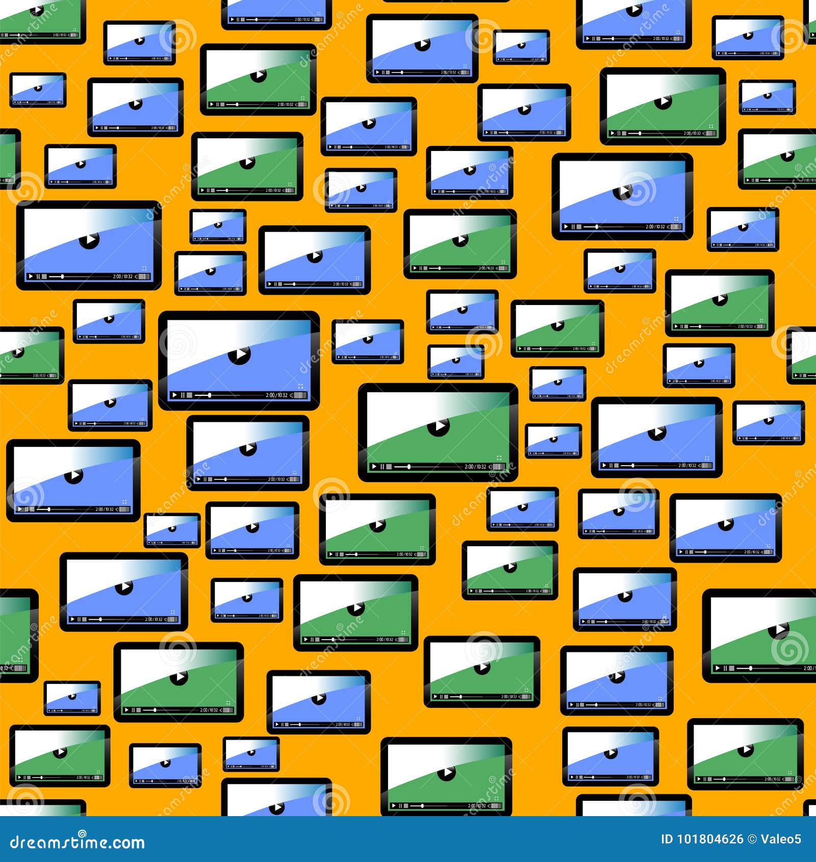 Video Player Seamless Pattern Stock Illustration - Illustration of ...