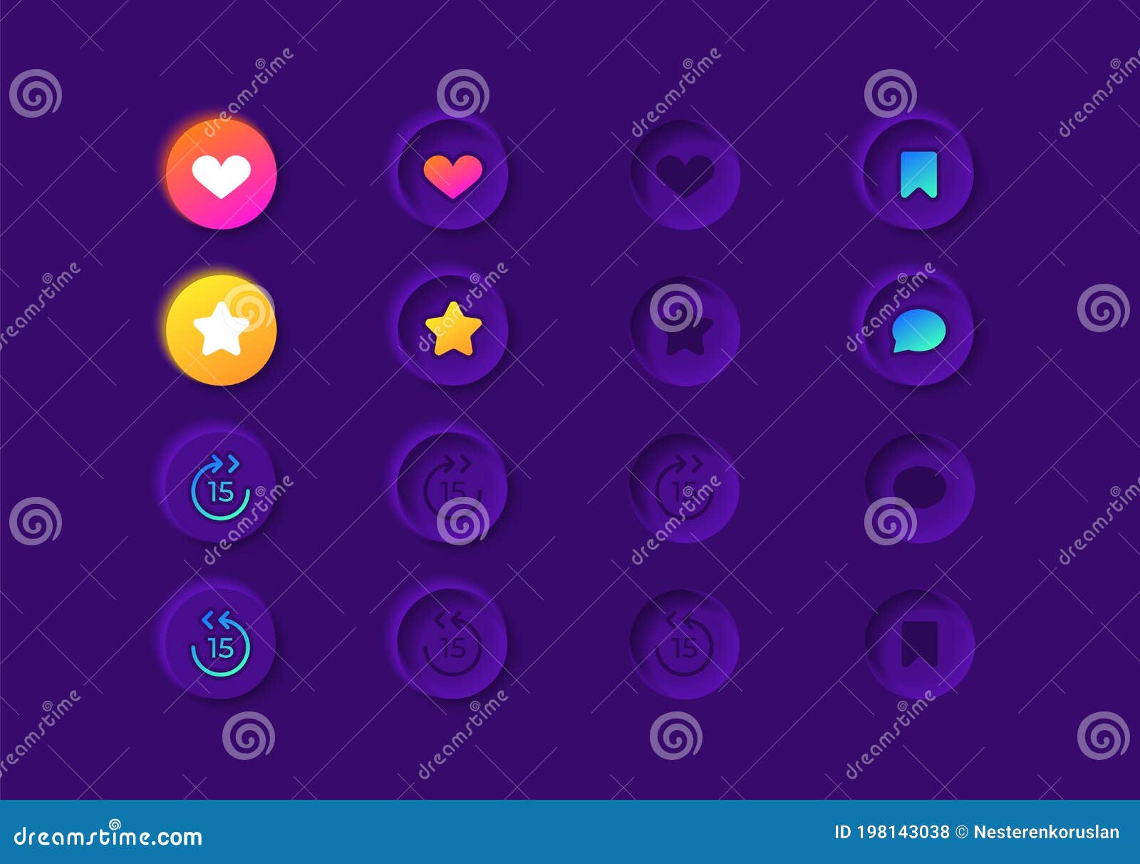 Video Player Settings UI Elements Kit Stock Vector - Illustration of ...