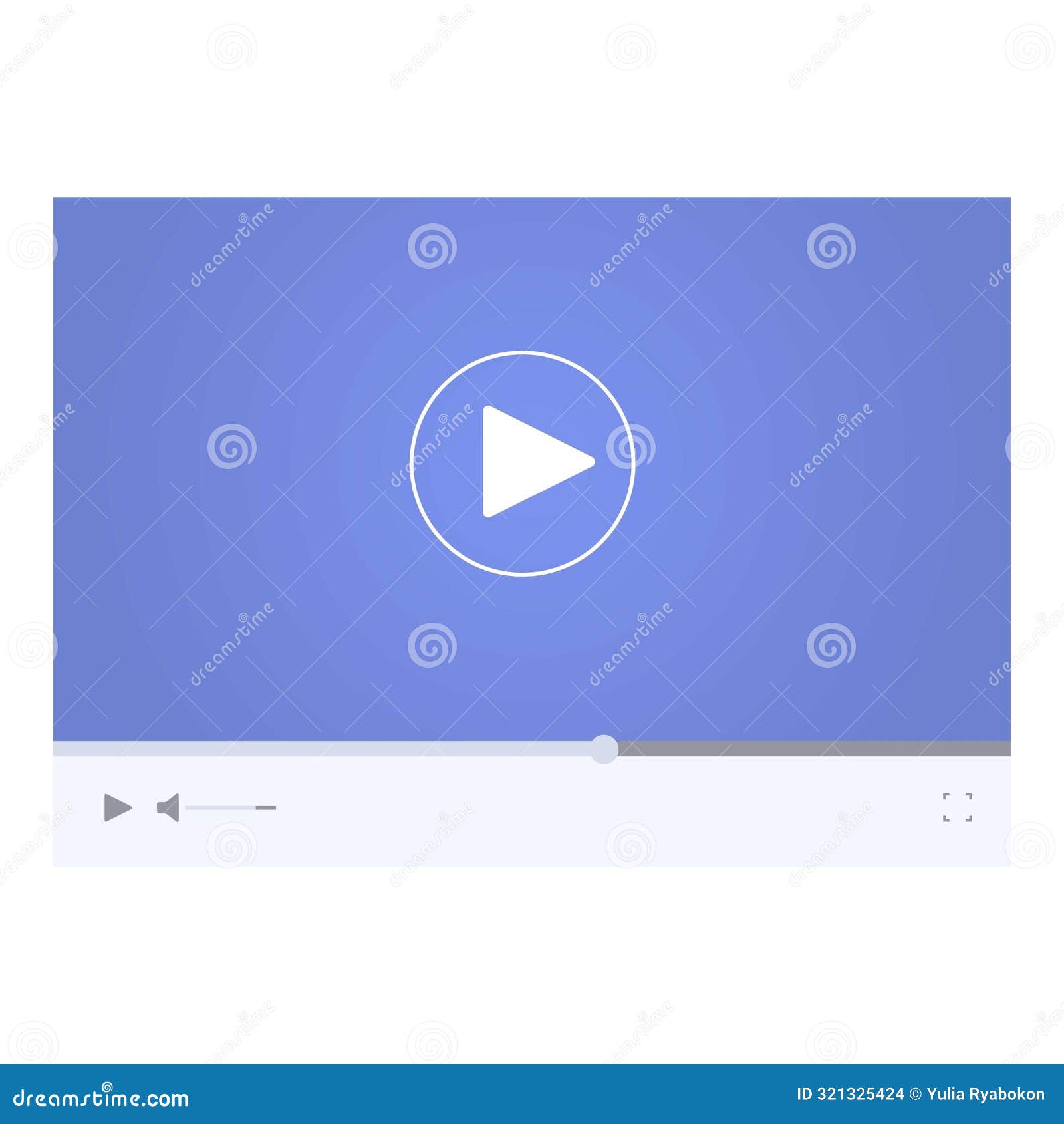 Video Player Showing a Play Button and Playback Controls on a Blue ...