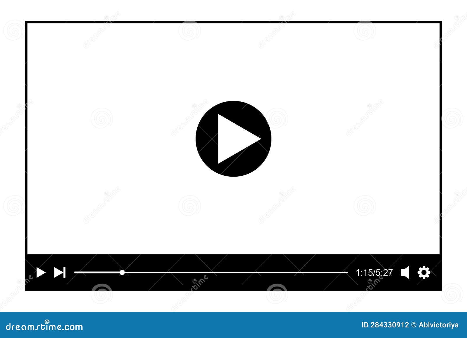 Video Player Template. Online Movie Layout with Play Button on Screen ...