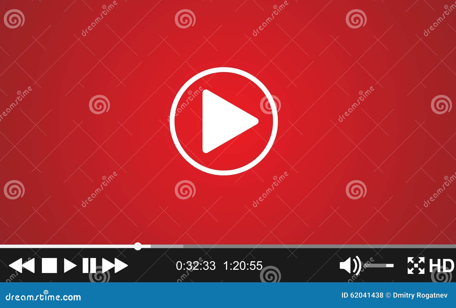 Video Player Template for Web, Stock Vector - Illustration of control ...