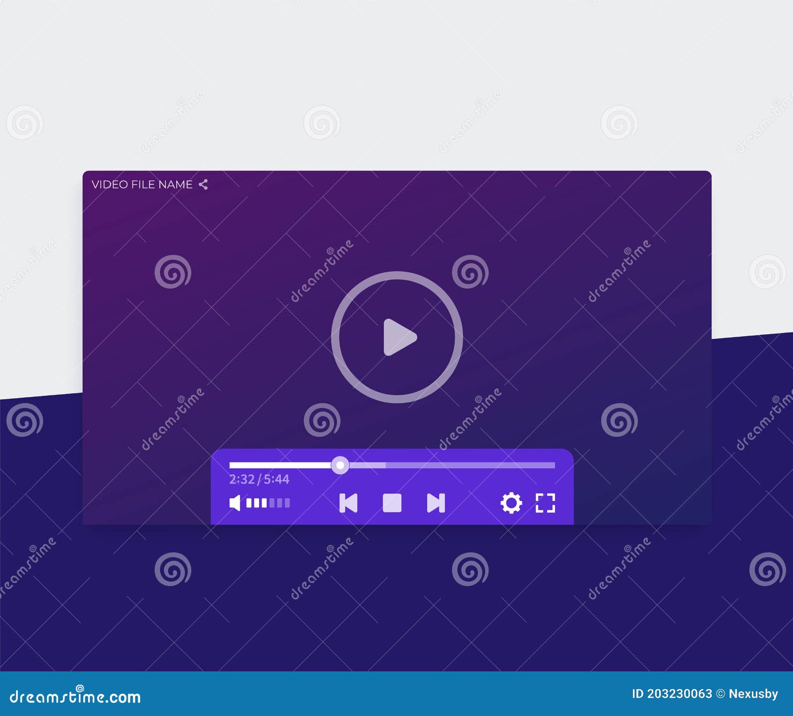 Video Player, Vector Ui Design Stock Vector - Illustration of share ...