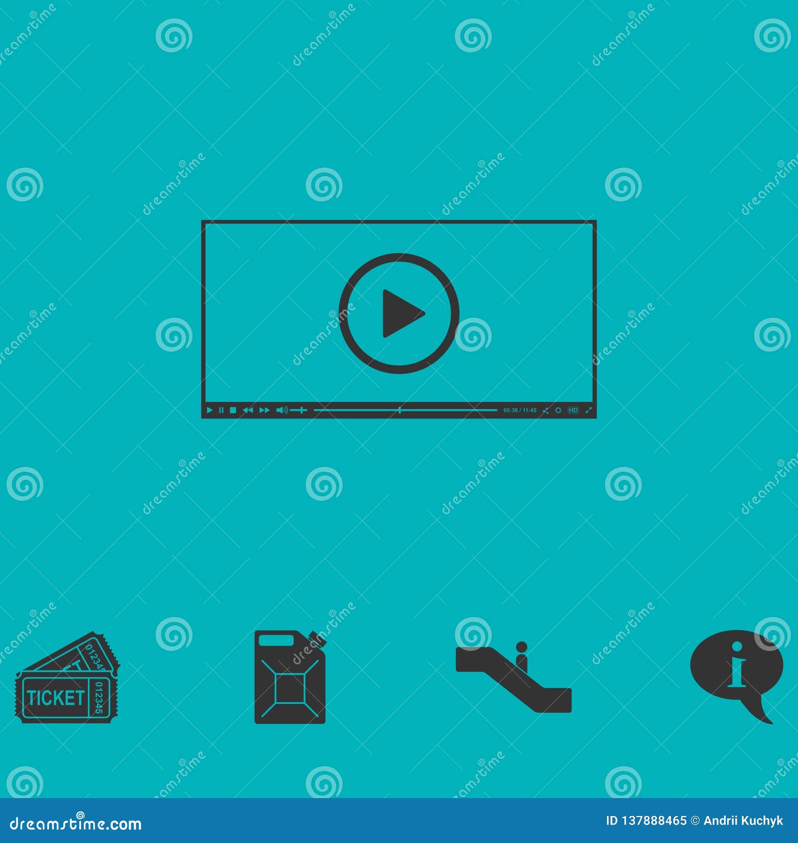 Video Player for Web Icon Flat Stock Vector - Illustration of ...