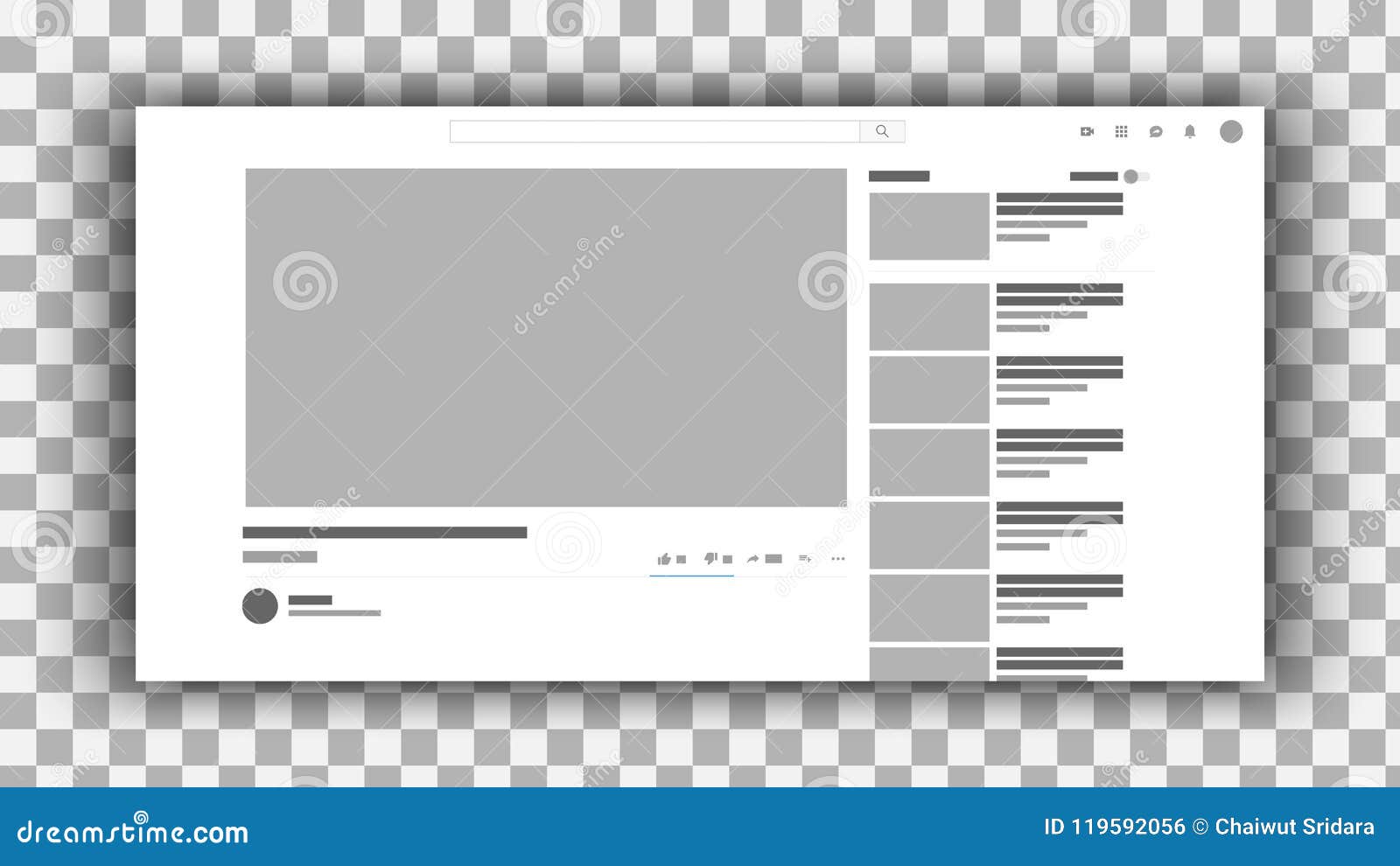 Video Player Website Interface, Video Screen Template Mockup Stock ...