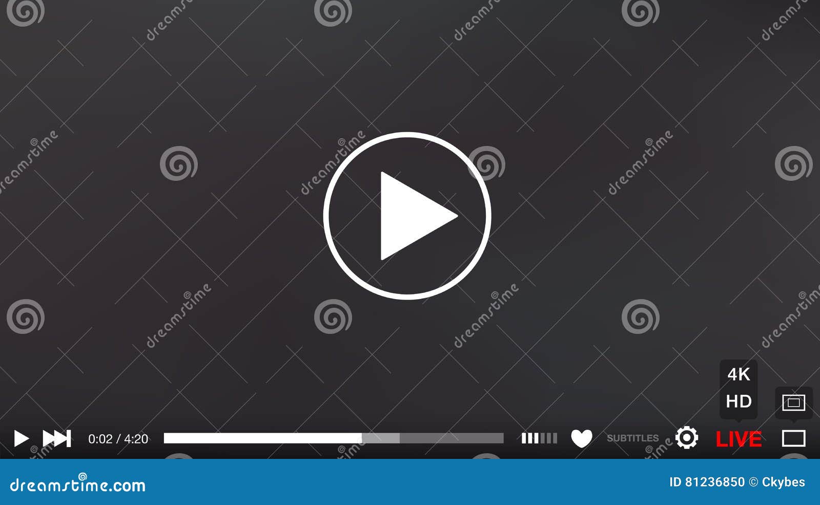 Video Player Window with Menu and Buttons Panel Vector Stock Vector ...