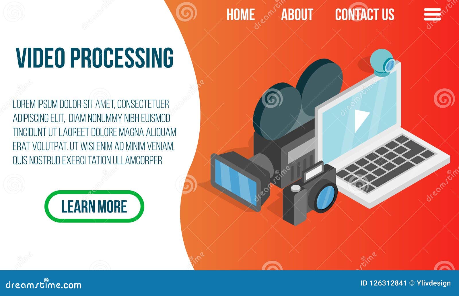 Video Processing Concept Banner, Isometric Style Stock Vector ...