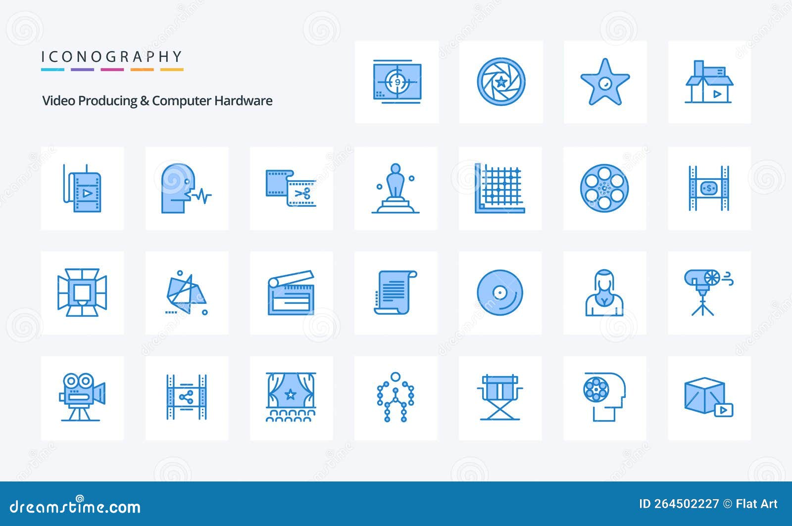 25 Video Producing and Computer Hardware Blue Icon Pack. Vector Icons ...