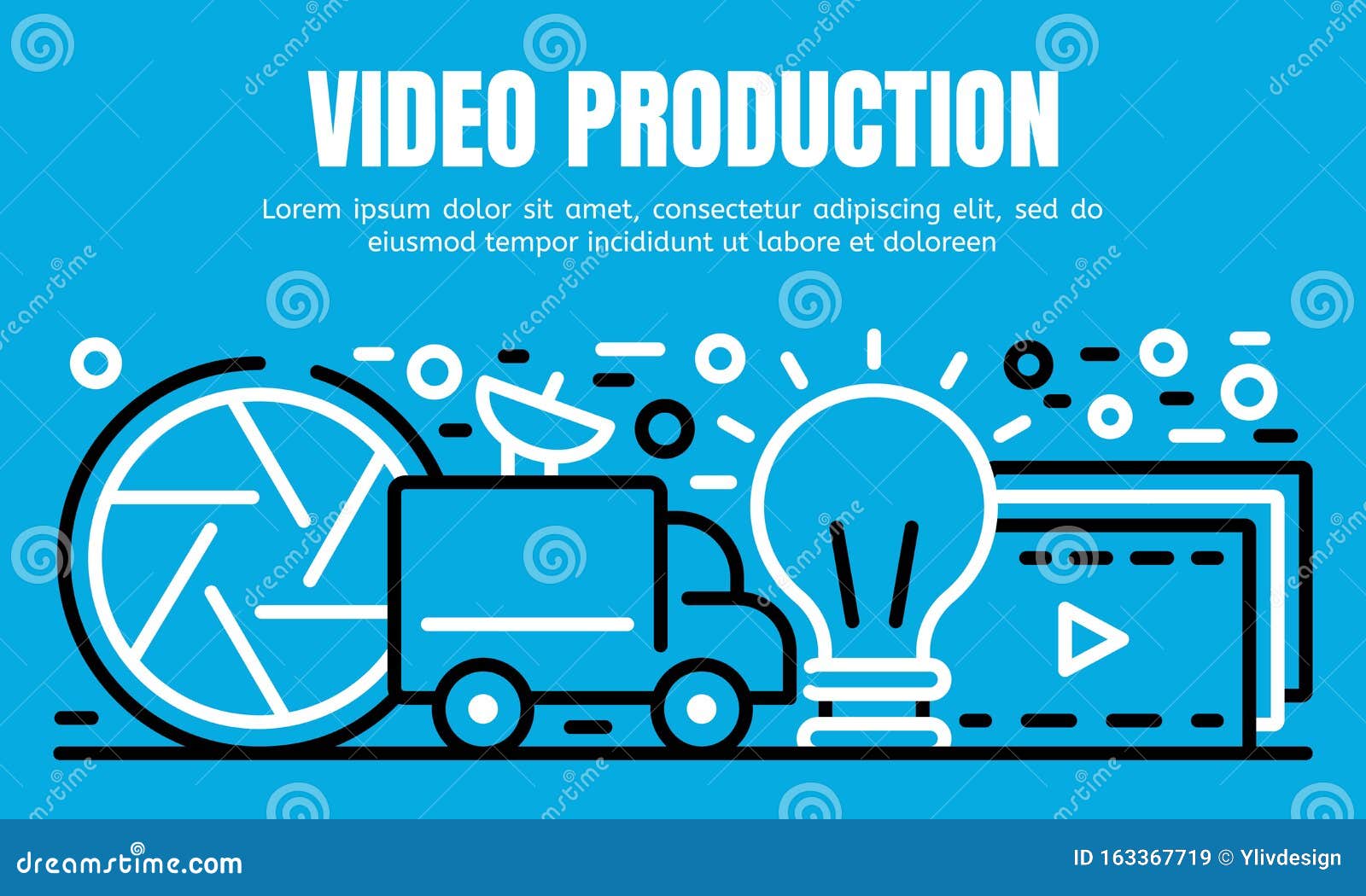 Video Production Banner, Outline Style Stock Vector - Illustration of ...