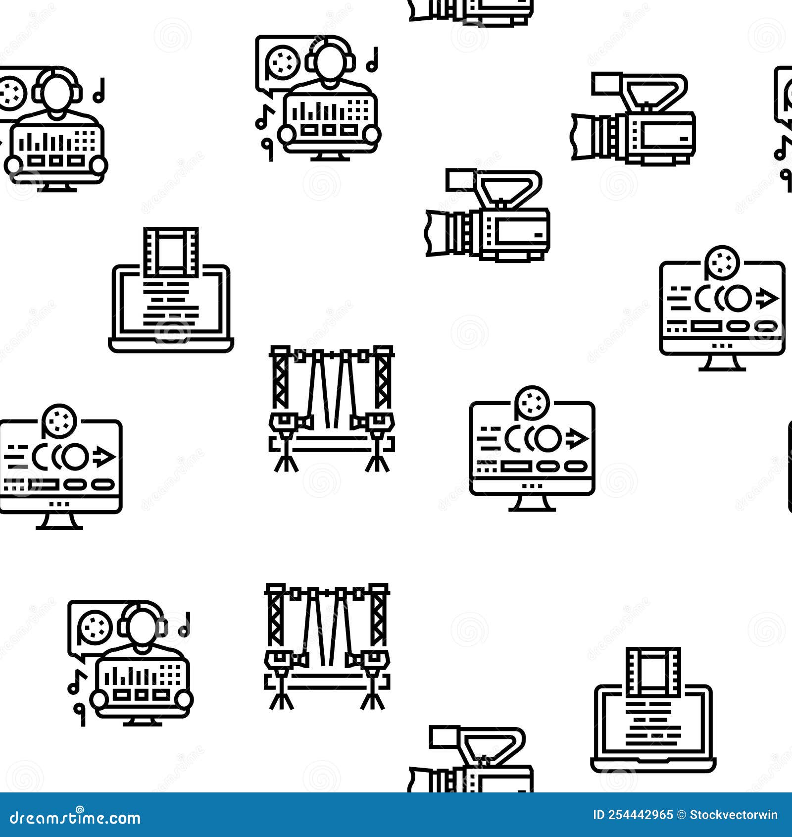 Video Production Film Studio Vector Seamless Pattern Stock Vector ...