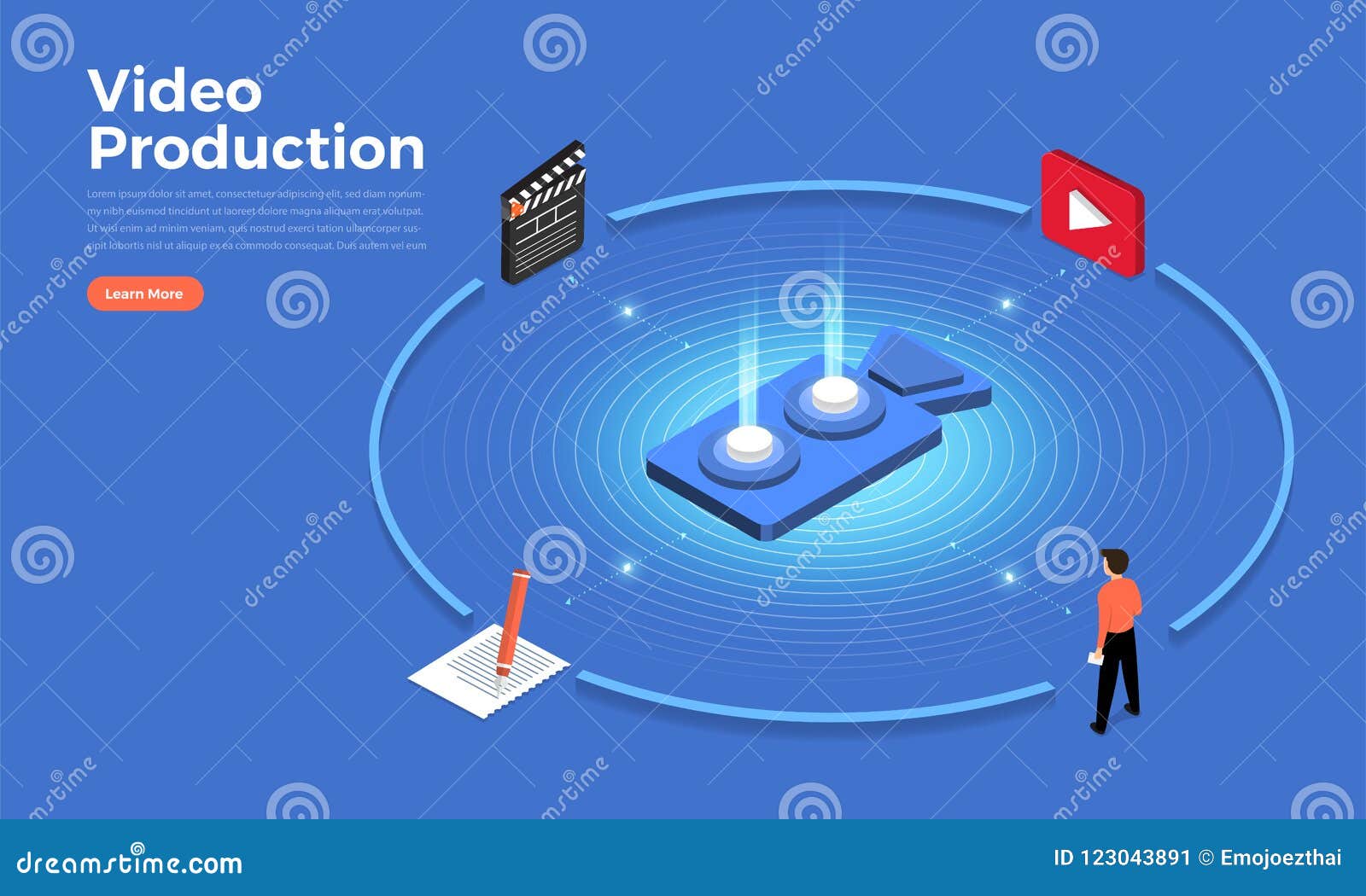 Video production stock vector. Illustration of isometric - 123043891