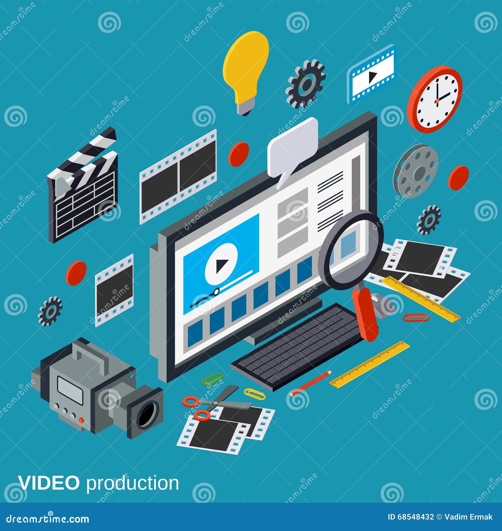 Video Production Vector Concept Stock Vector - Illustration of film ...