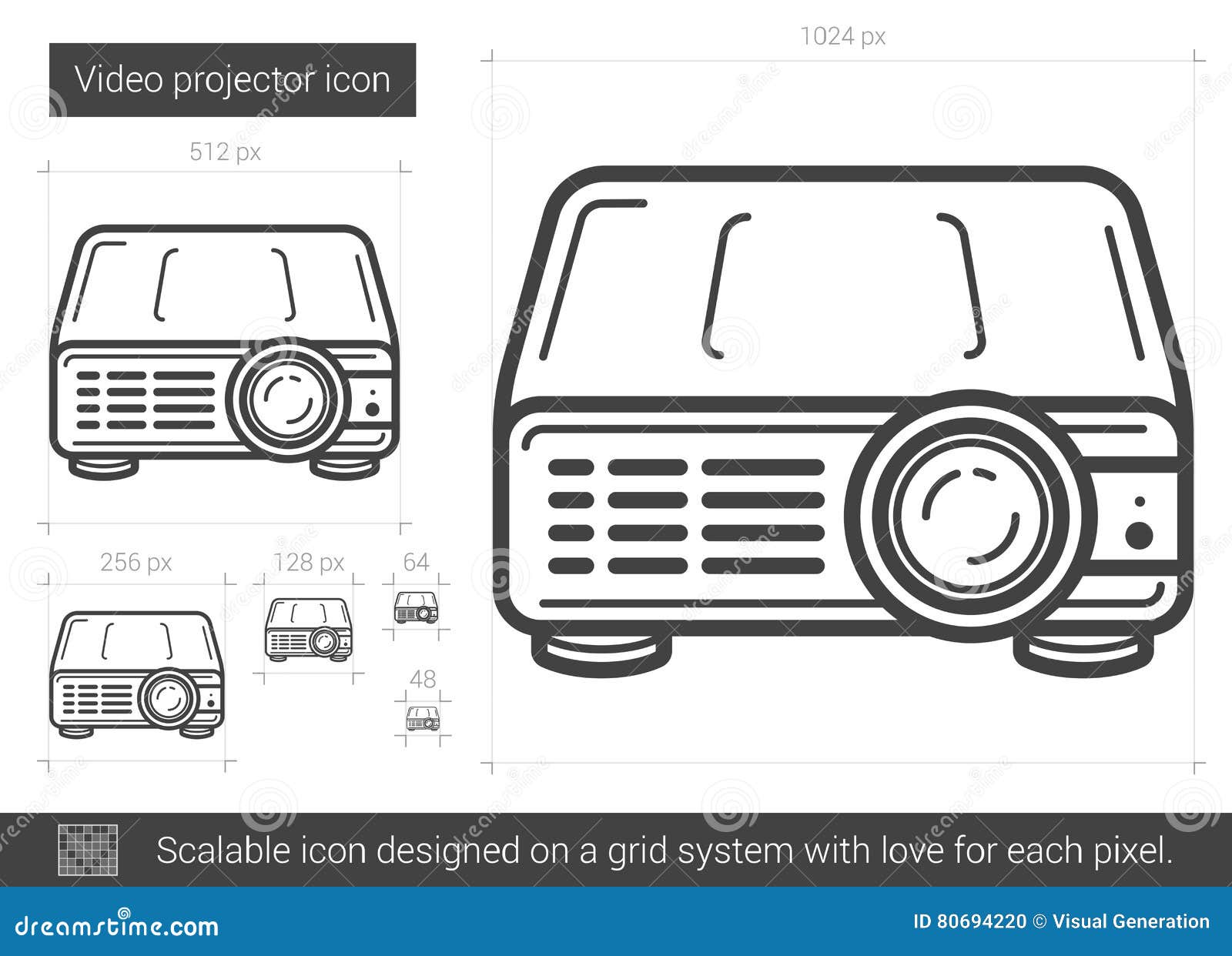 Video projector line icon. stock vector. Illustration of office - 80694220