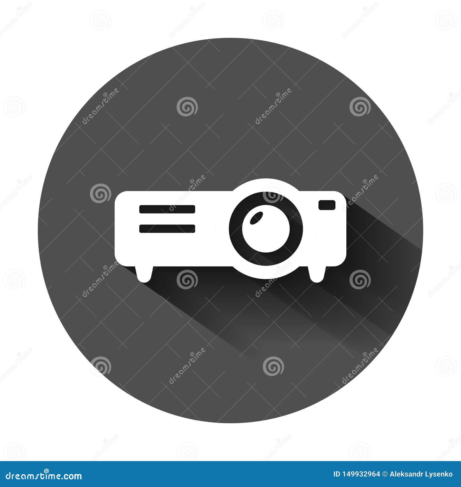 Video Projector Sign Icon in Flat Style. Cinema Presentation Device ...