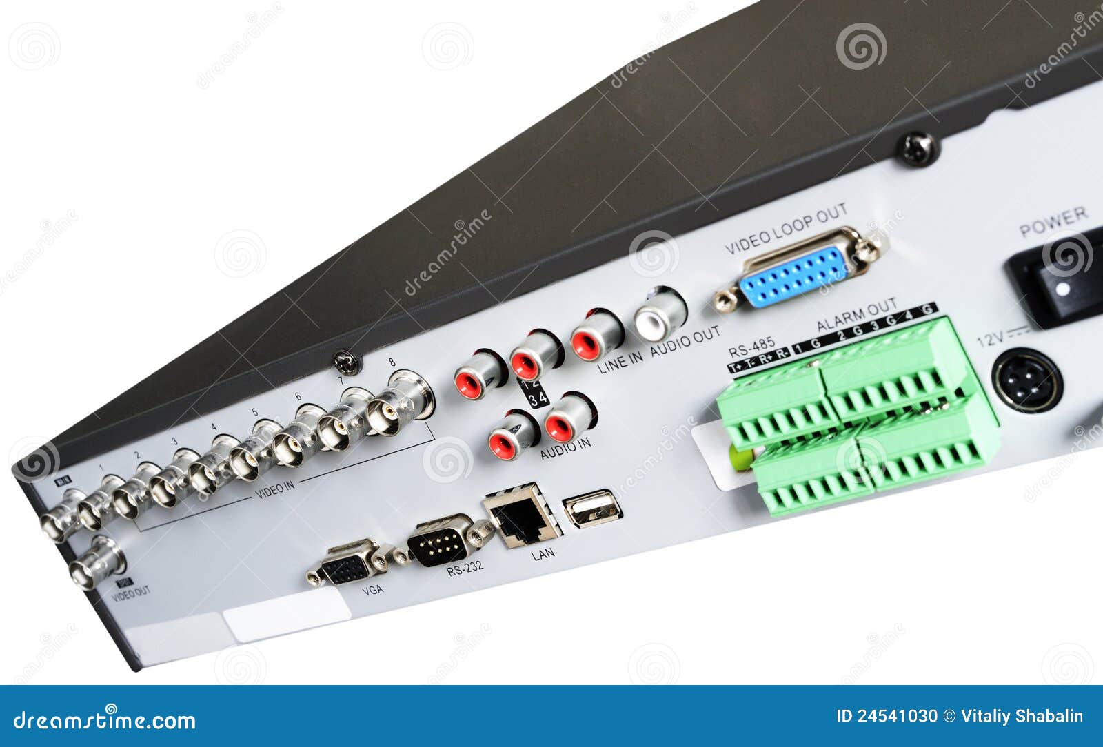 Video recorder back view stock photo. Image of jack, white - 24541030