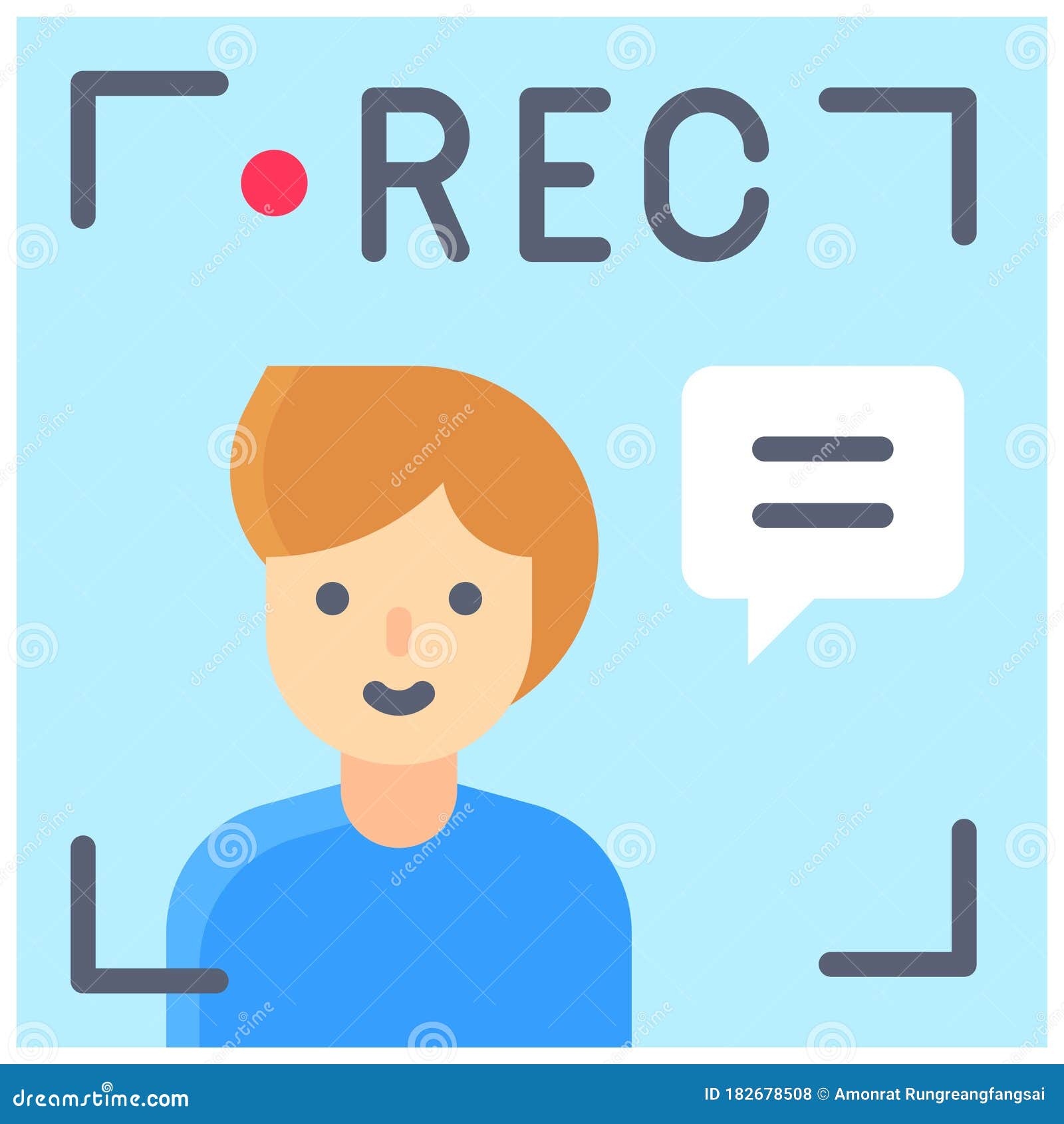 Video Recording Icon, Man with Speech Balloon Stock Vector ...