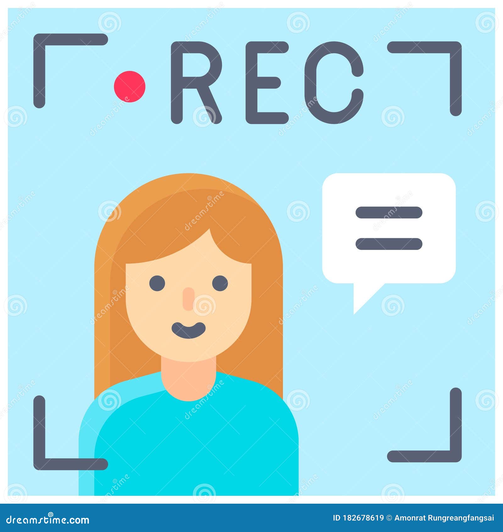 Video Recording Icon, Woman with Speech Balloon Stock Vector ...