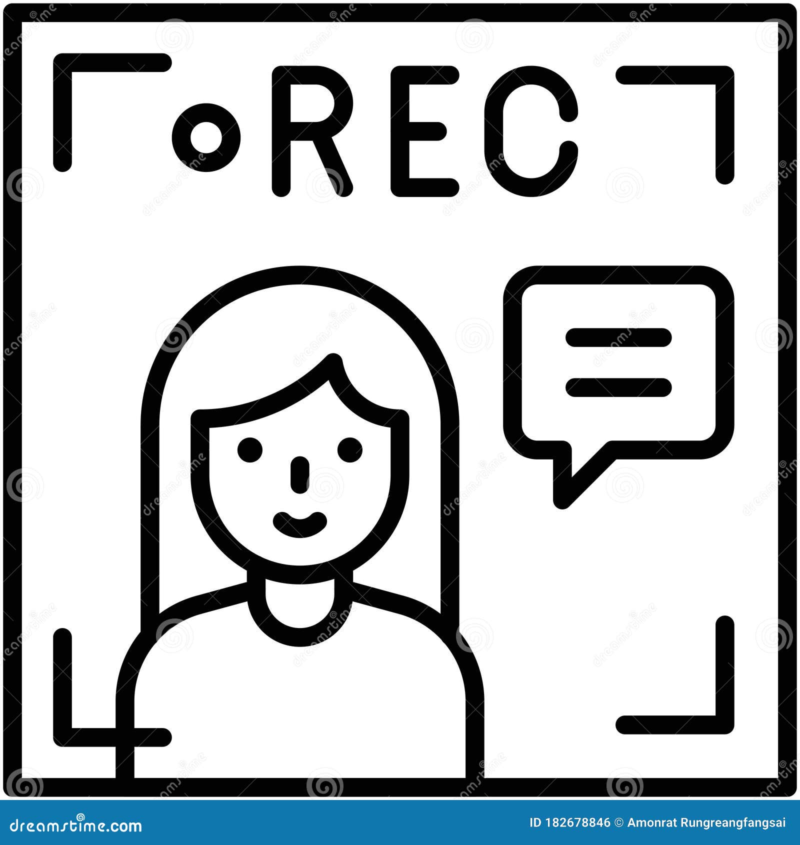 Video Recording Icon, Woman with Speech Balloon Stock Vector ...