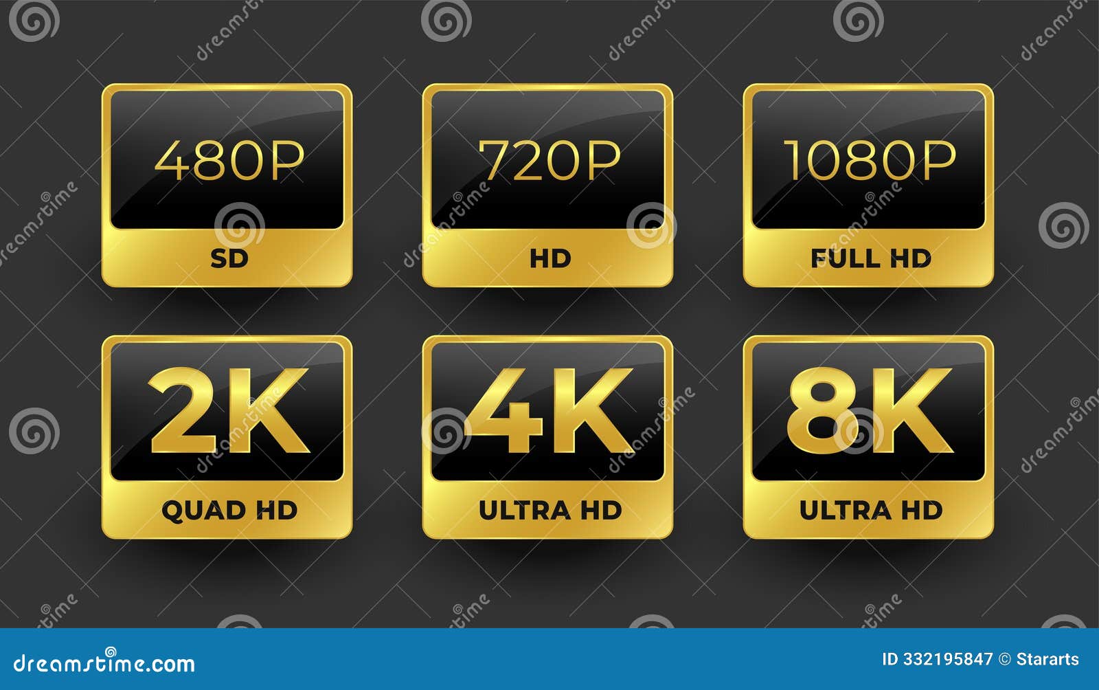 Video Resolution 480p, 720p,1080p, 2k, 4k and 8k Ultra Hd Tag Icon ...