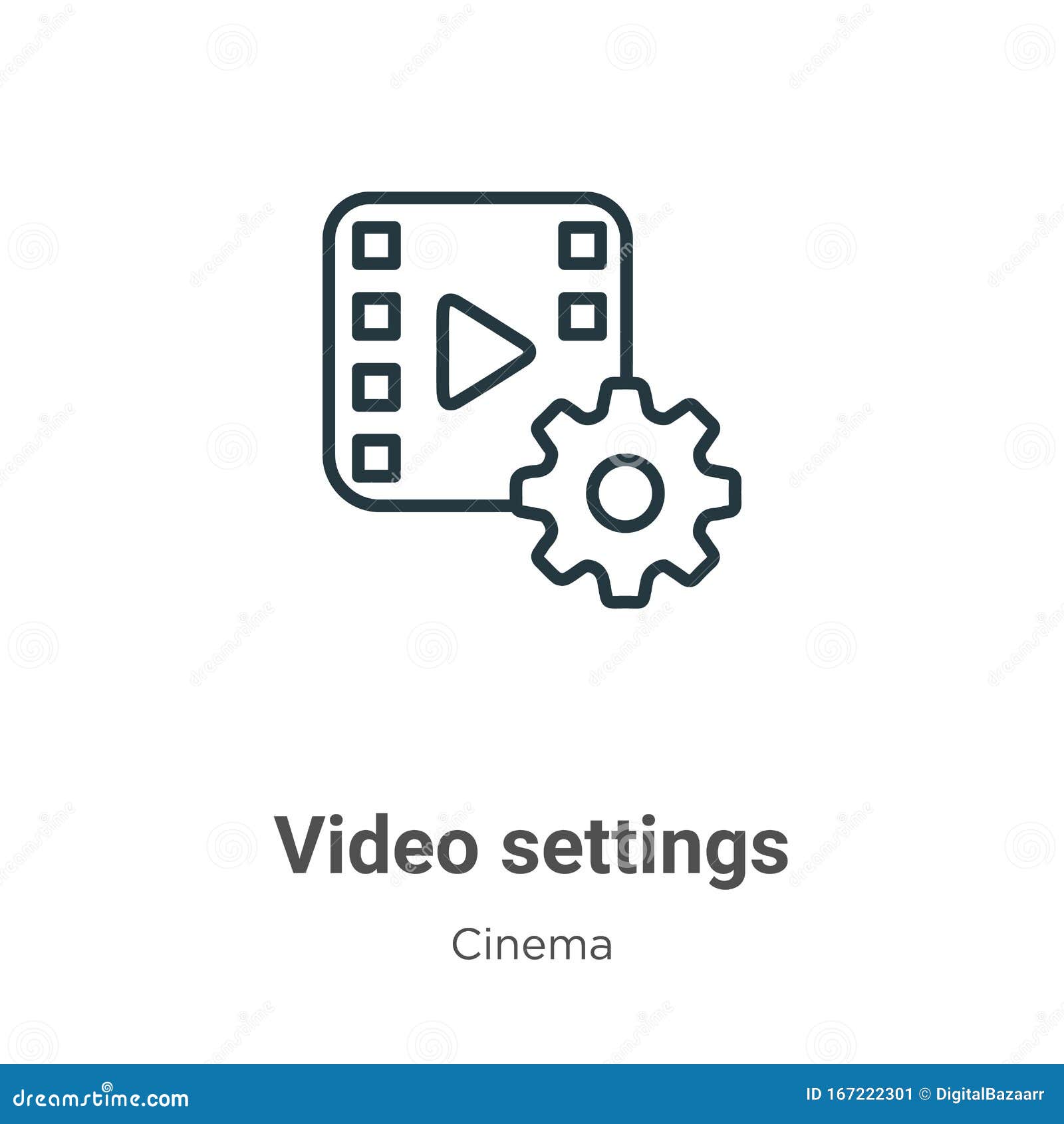 Video Settings Outline Vector Icon. Thin Line Black Video Settings Icon ...