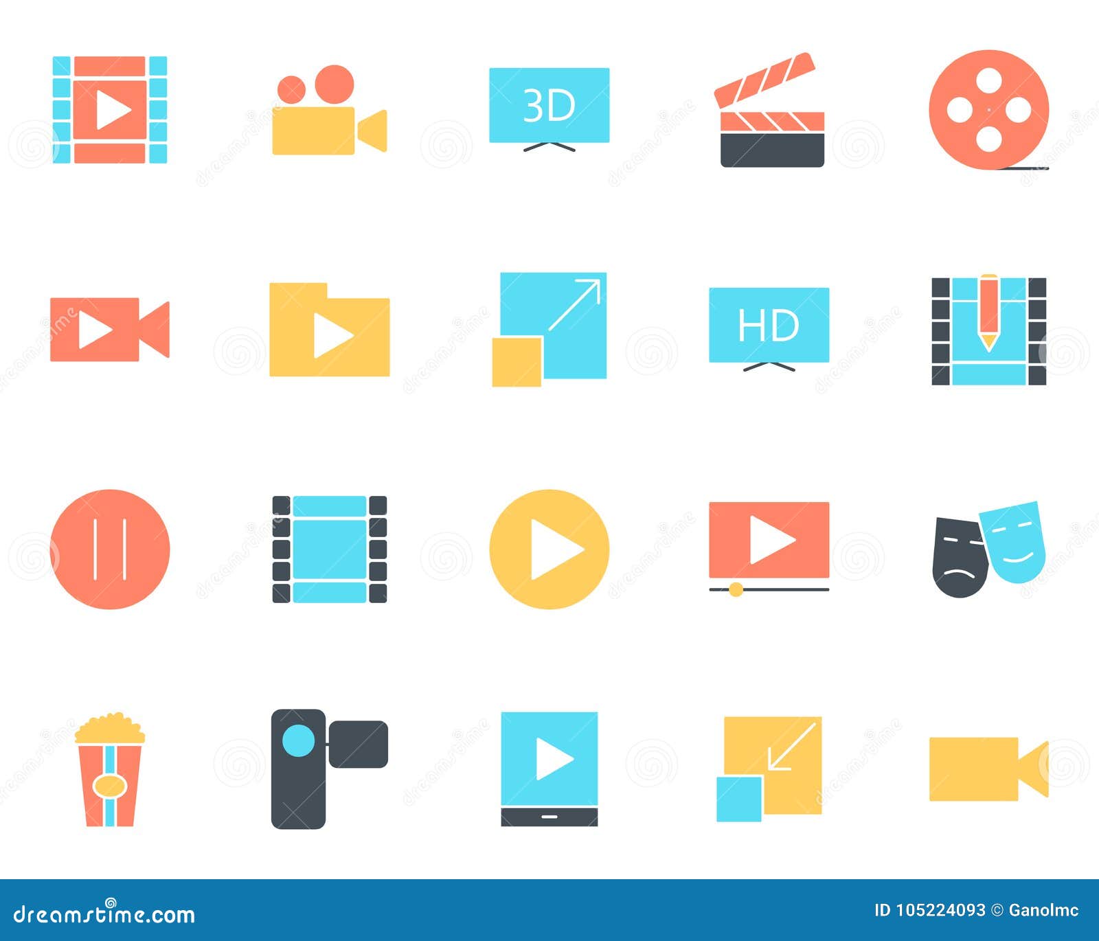Video Silhouette Icons Set. Vector Pictograms Stock Vector ...