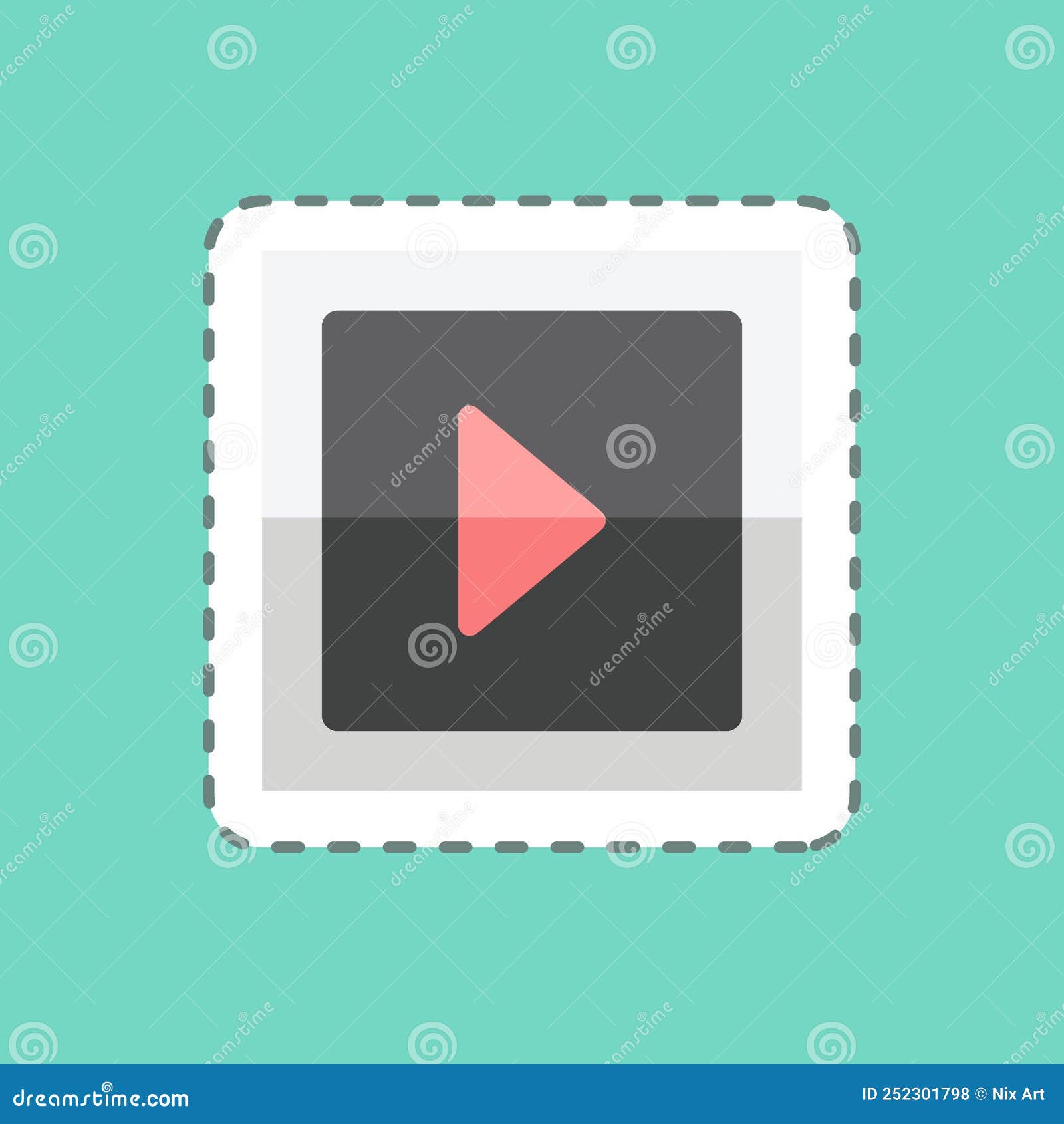 Video Sticker in Trendy Line Cut Isolated on Blue Background Stock ...