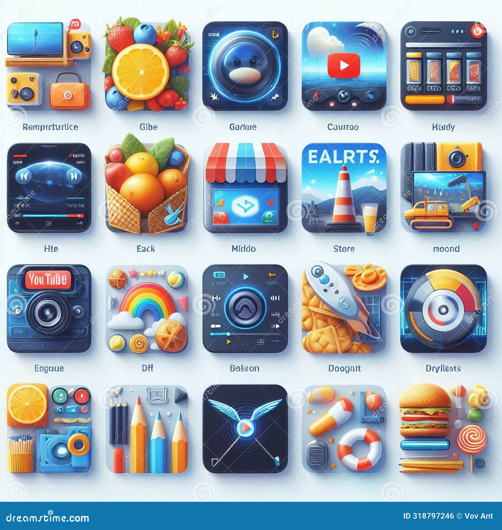 Video Streaming App Interface with Categories, Search Bar, Andp Stock ...